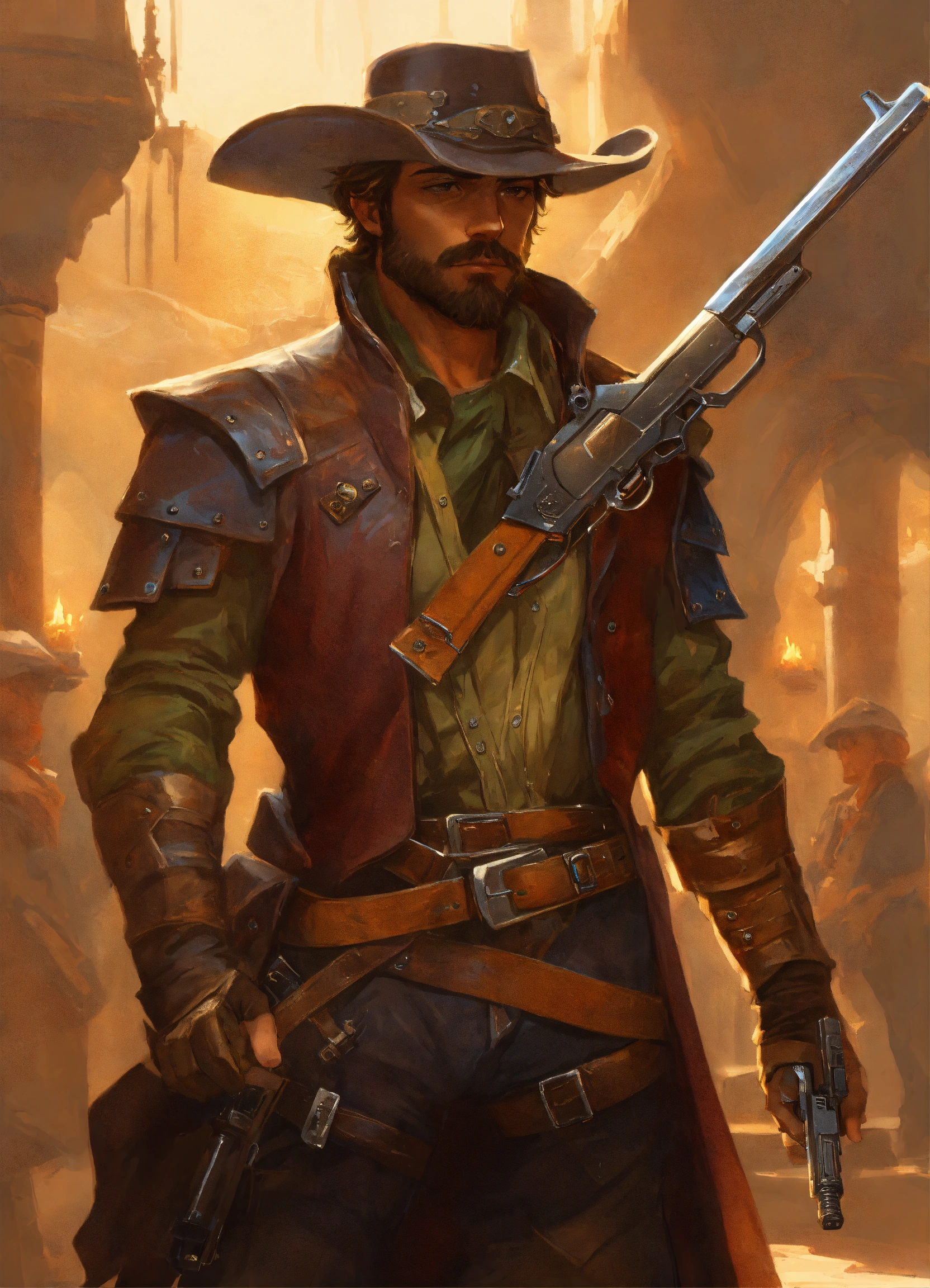 Lexica - Male human bounty hunter, with a dueling pistol in his right ...