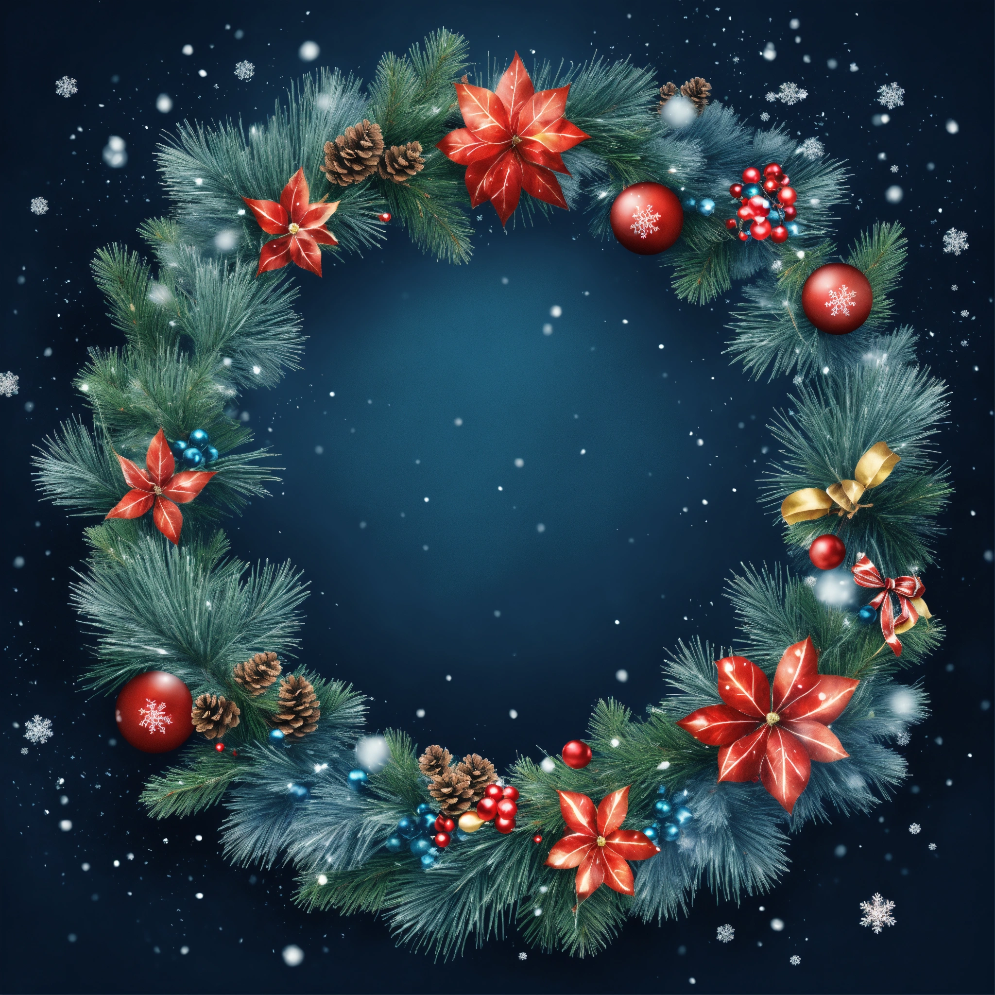 Lexica - Create a charming wintry round png border.4K HD