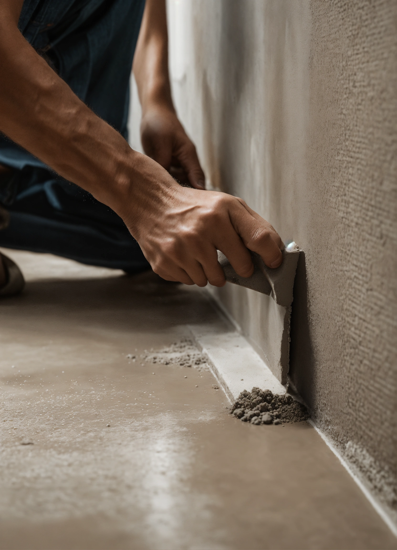 Lexica - Person working on microcement floor application, detail of ...