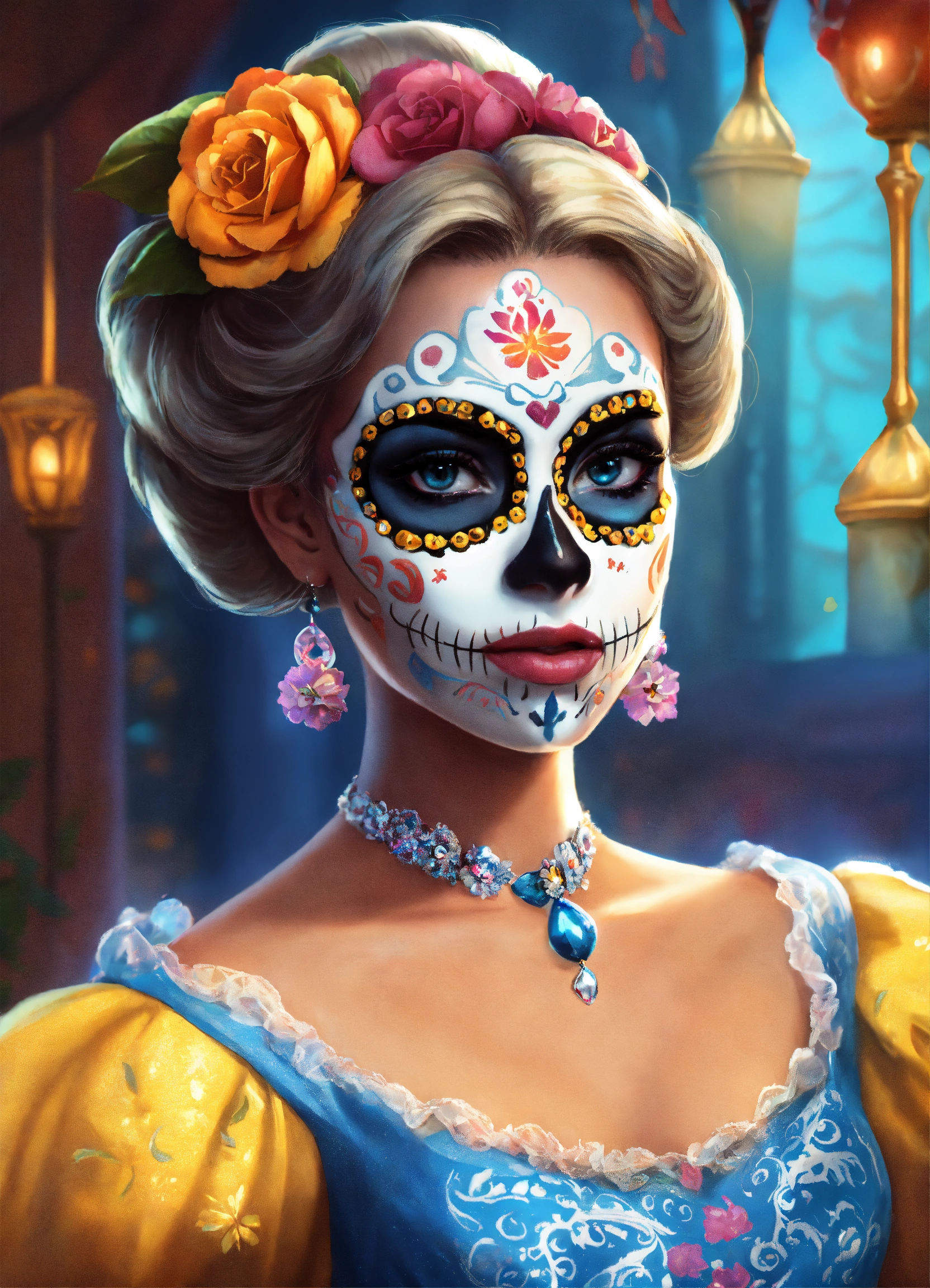 Lexica - Disney princess Cinderella dressed up for Dia De los muertos ...