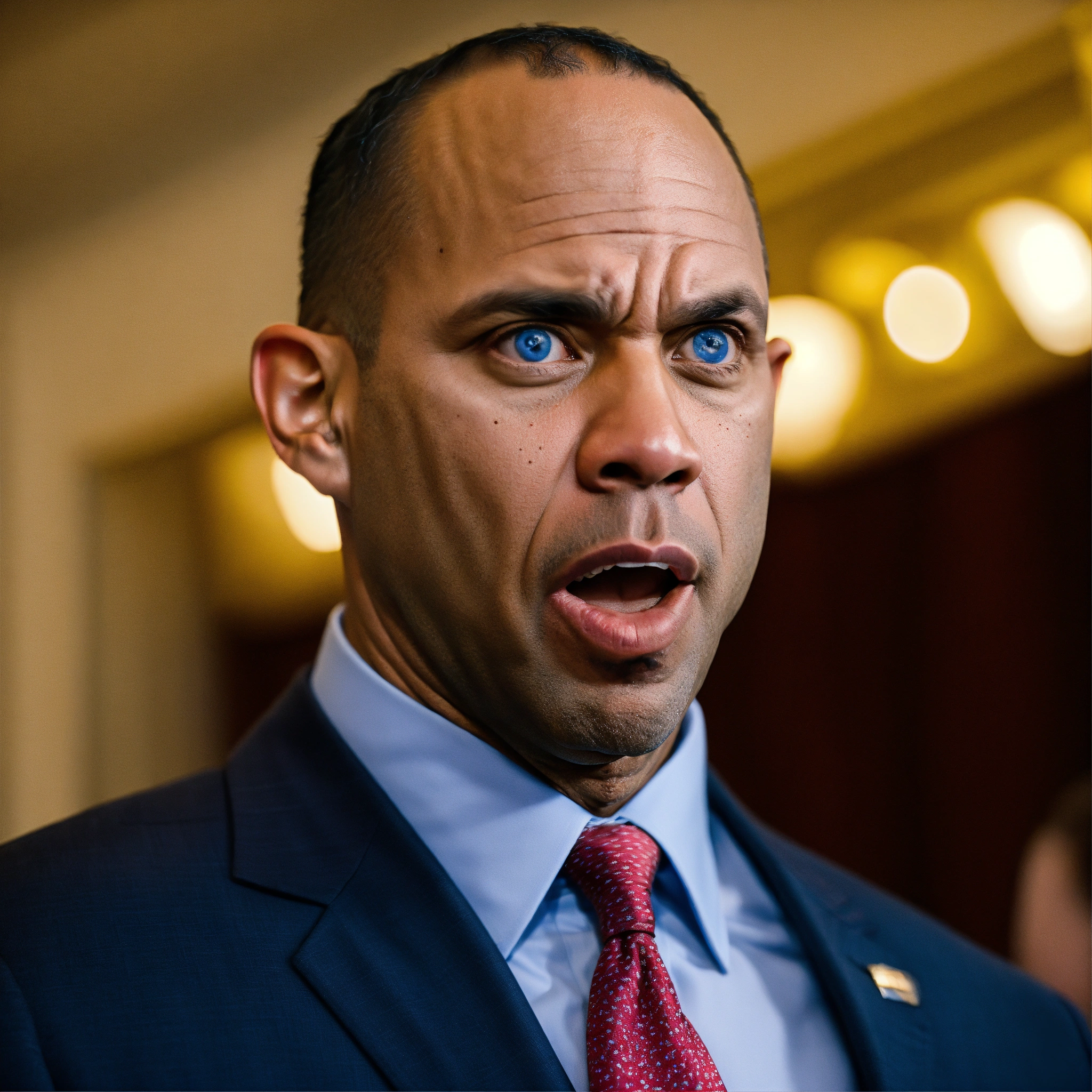 Lexica - SENATOR HAKEEM JEFFRIES LIGHT SILVERY BLUE EYES, ANGRY, MAD ...