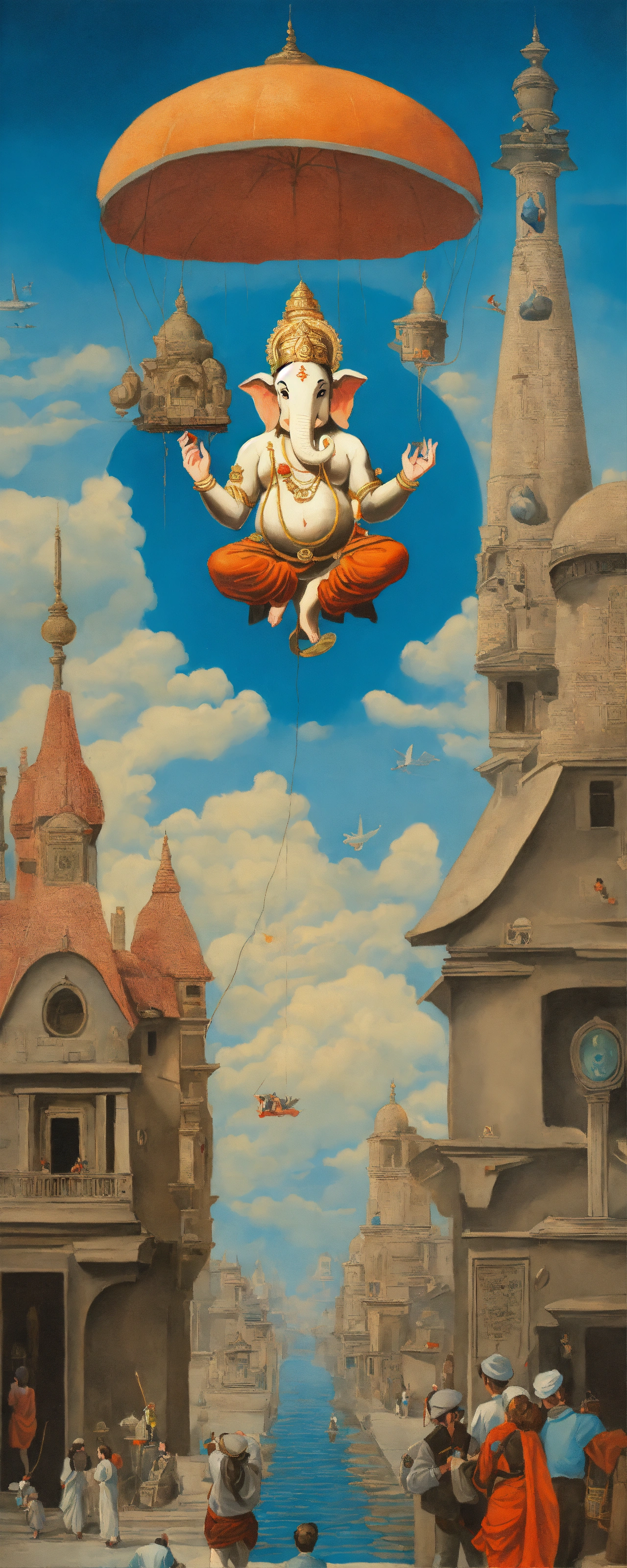 Lexica - Ultra-detailed illustration of "Ganesha with a jetpack" in a ...