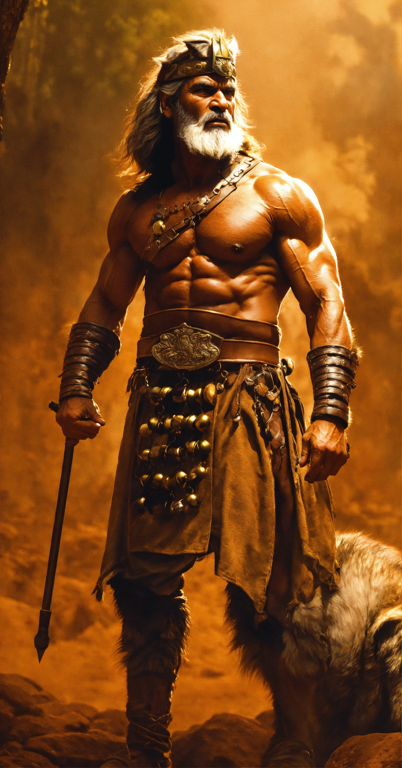 Lexica - Handsome pakistani old wolf man warlord wearing bronze age ...