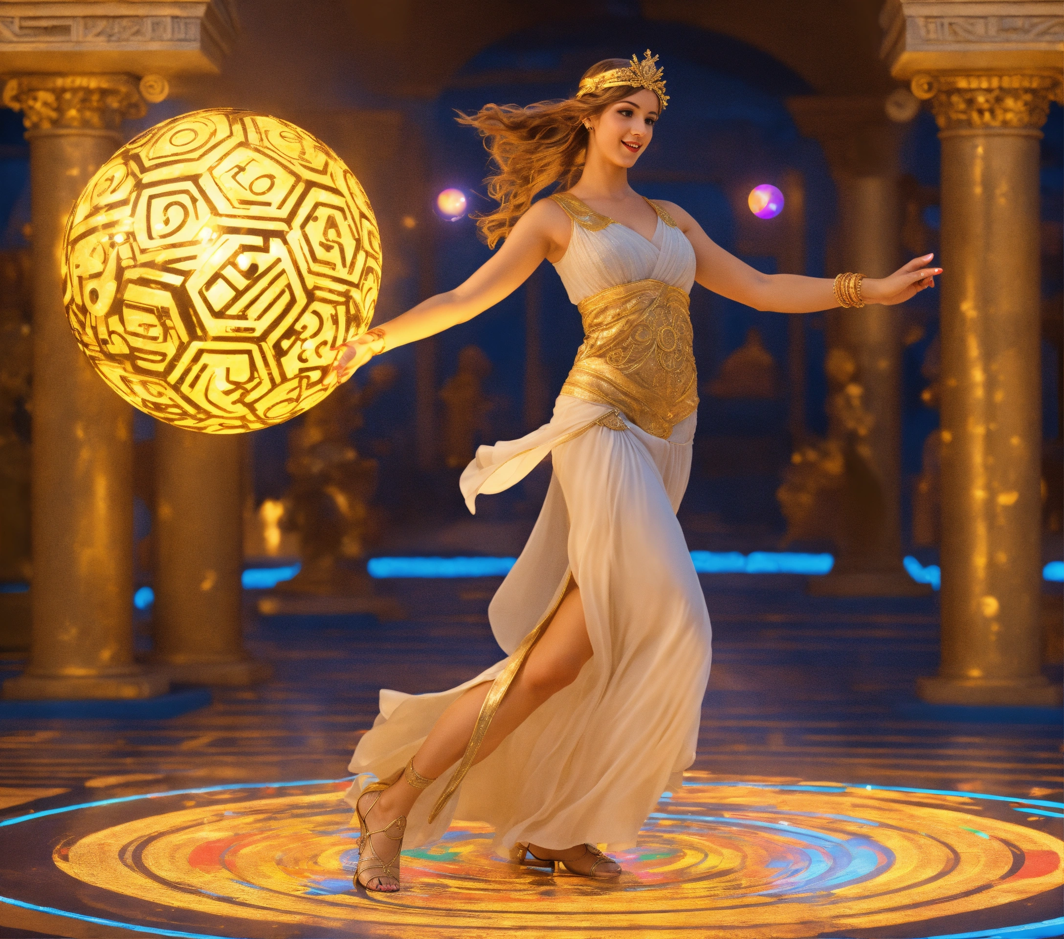 Lexica - Please design a Greek goddess dancing with a ball of COMPUTER ...