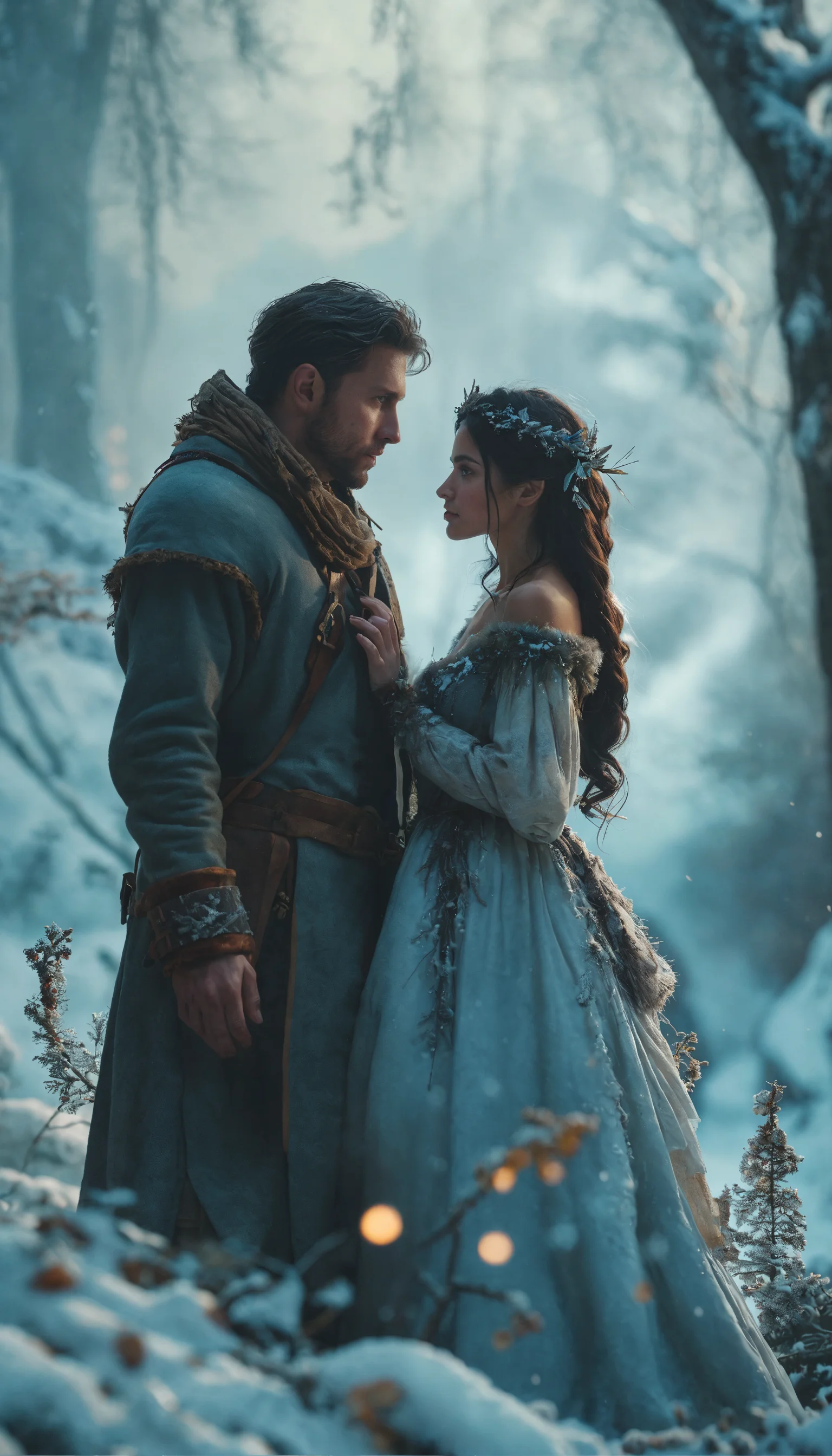 Lexica - Man and beautiful girl full-length, winter fairy tale, fantasy ...