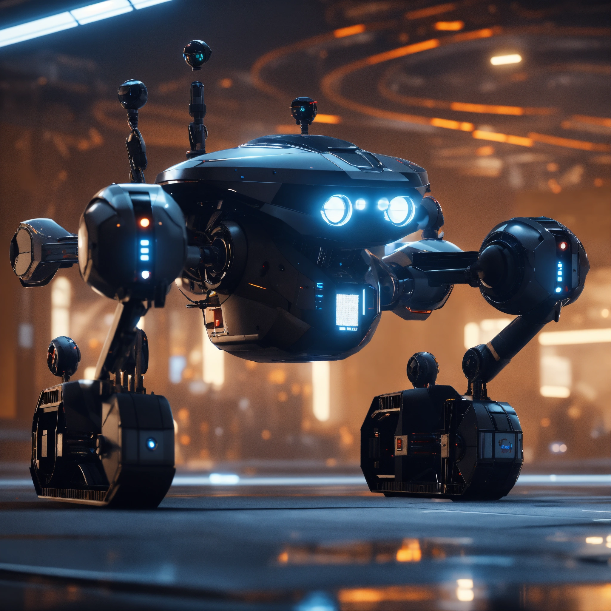 Lexica - A black small flying robotic patrol bot ready to attack in a ...