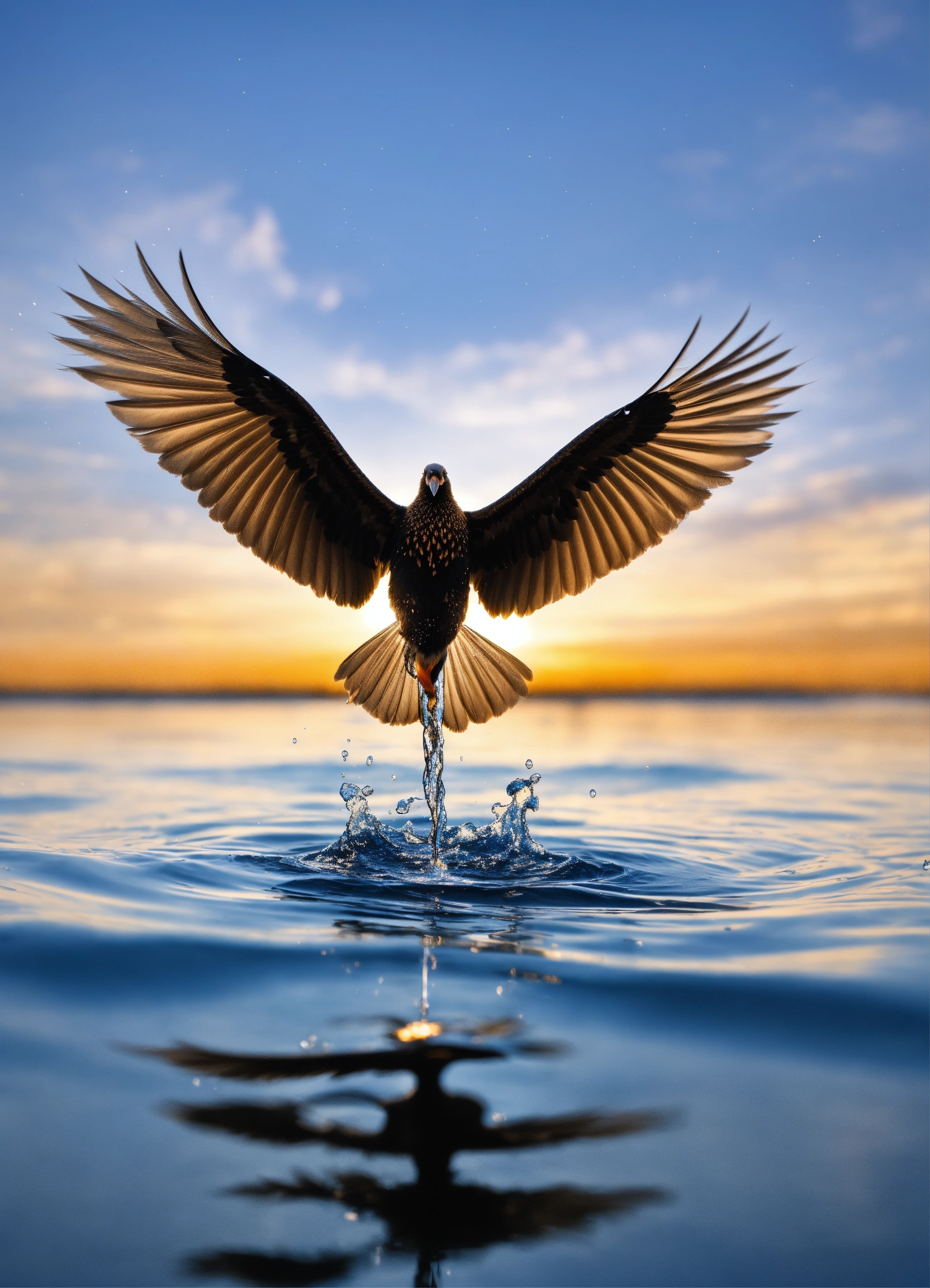 Lexica - Drop of water bounces above the water surface, transforming ...