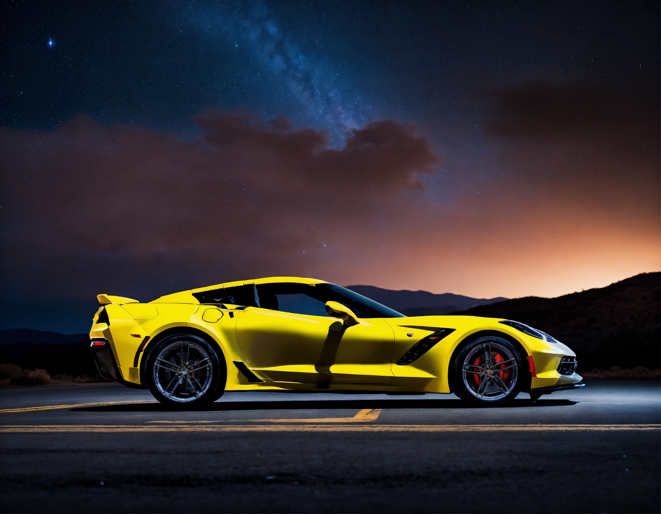 Lexica - Photorealistic color portrait of a 2022 chevy corvette against ...
