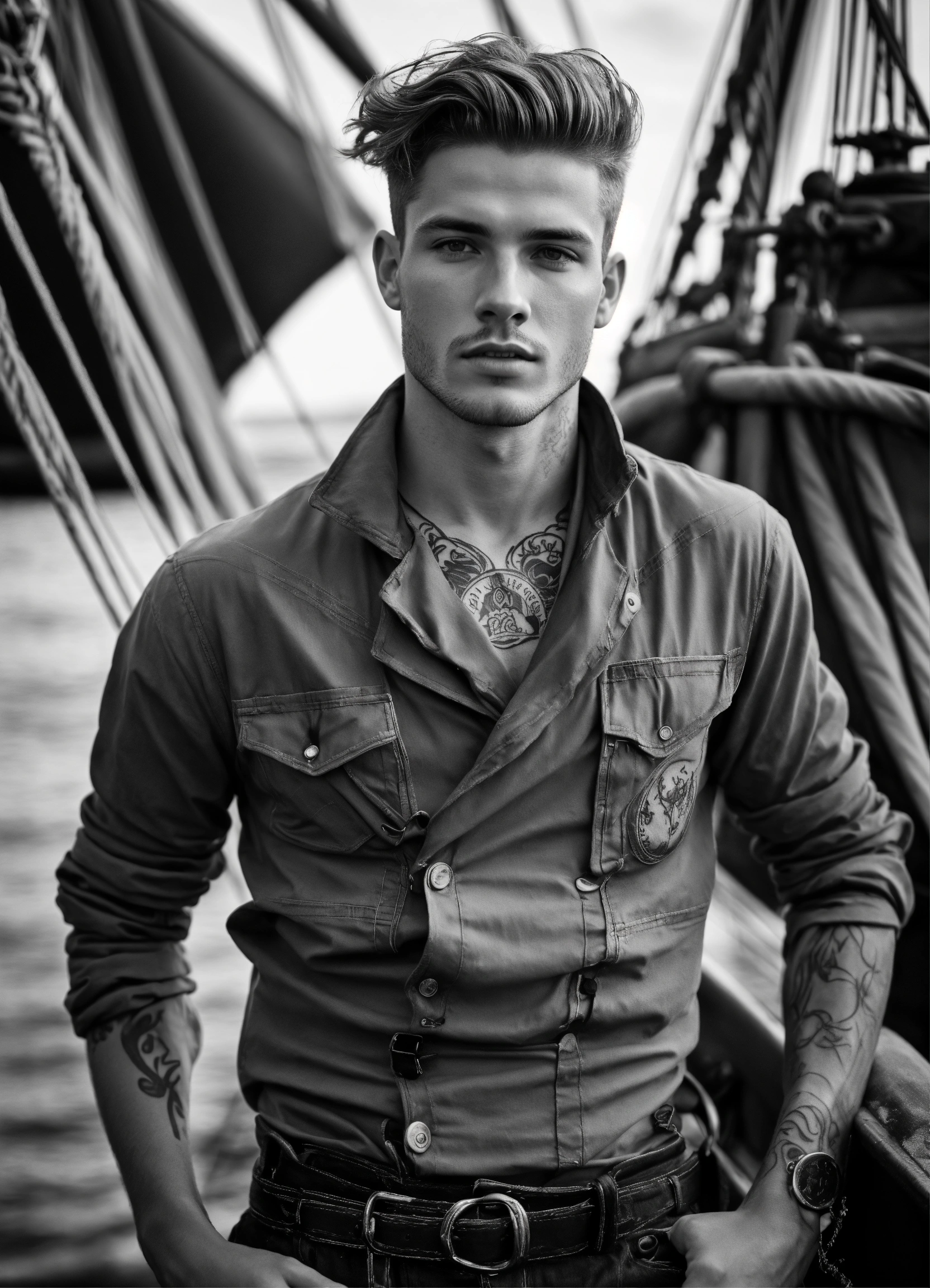 Lexica - Photorealistic, blackandwhite, young male, art, artdeco ...