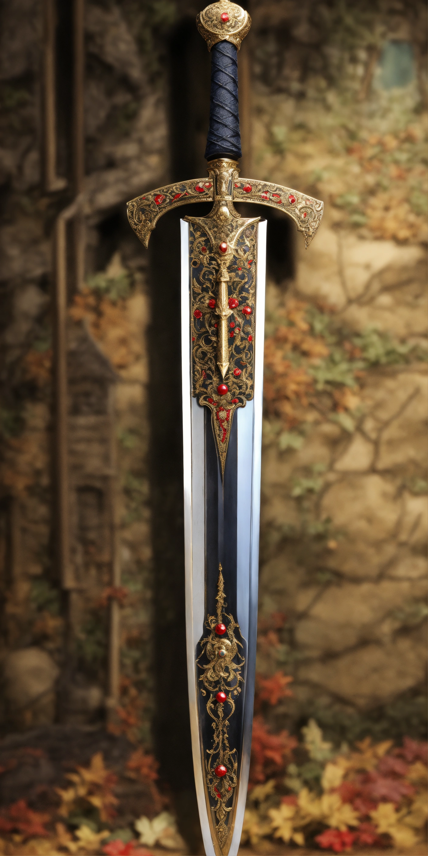 Lexica - Richly decorated long sword, realistic, ultra detailled