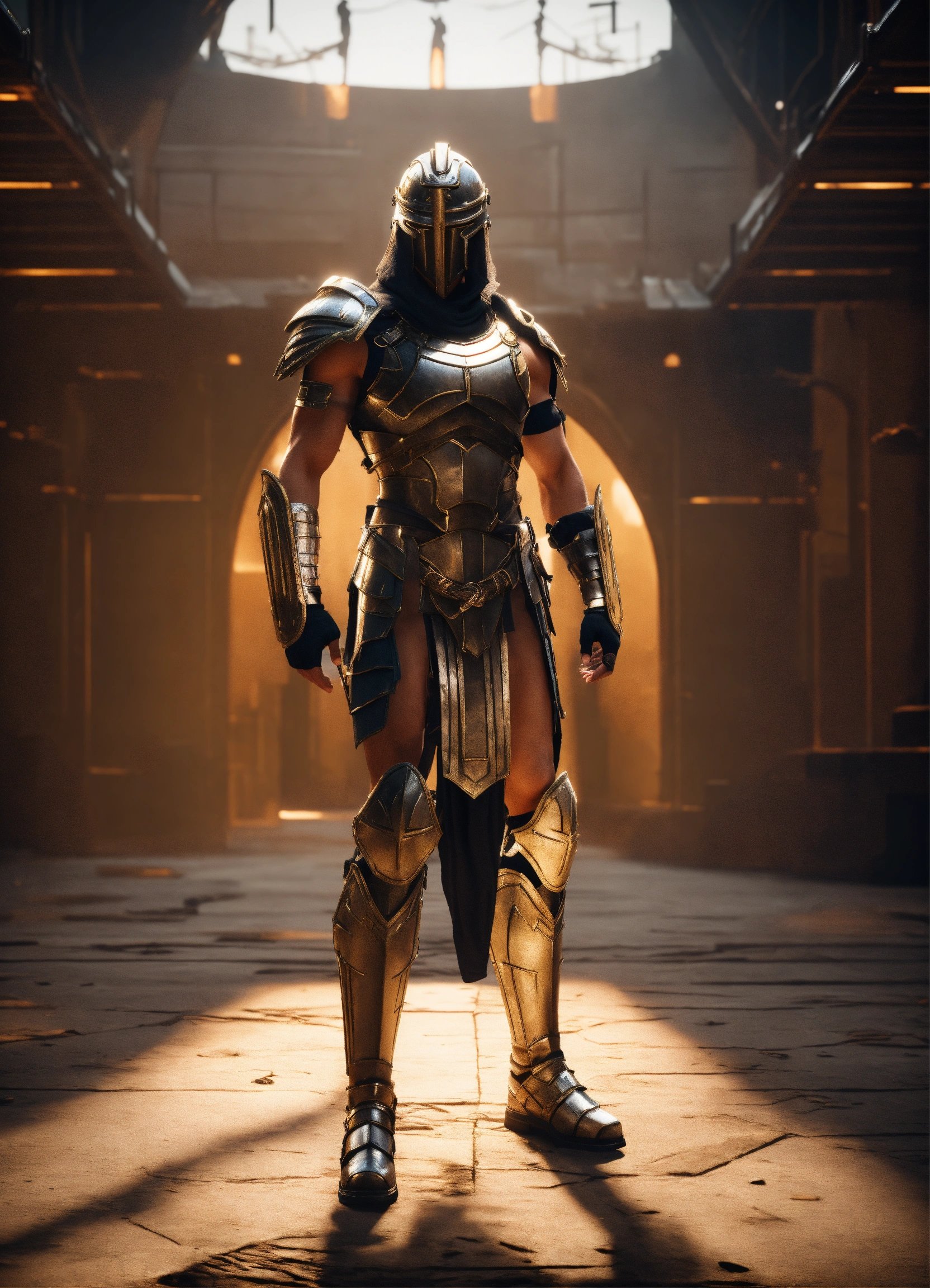 Lexica - Full body of a sci fi gladiator, slender body proportions ...