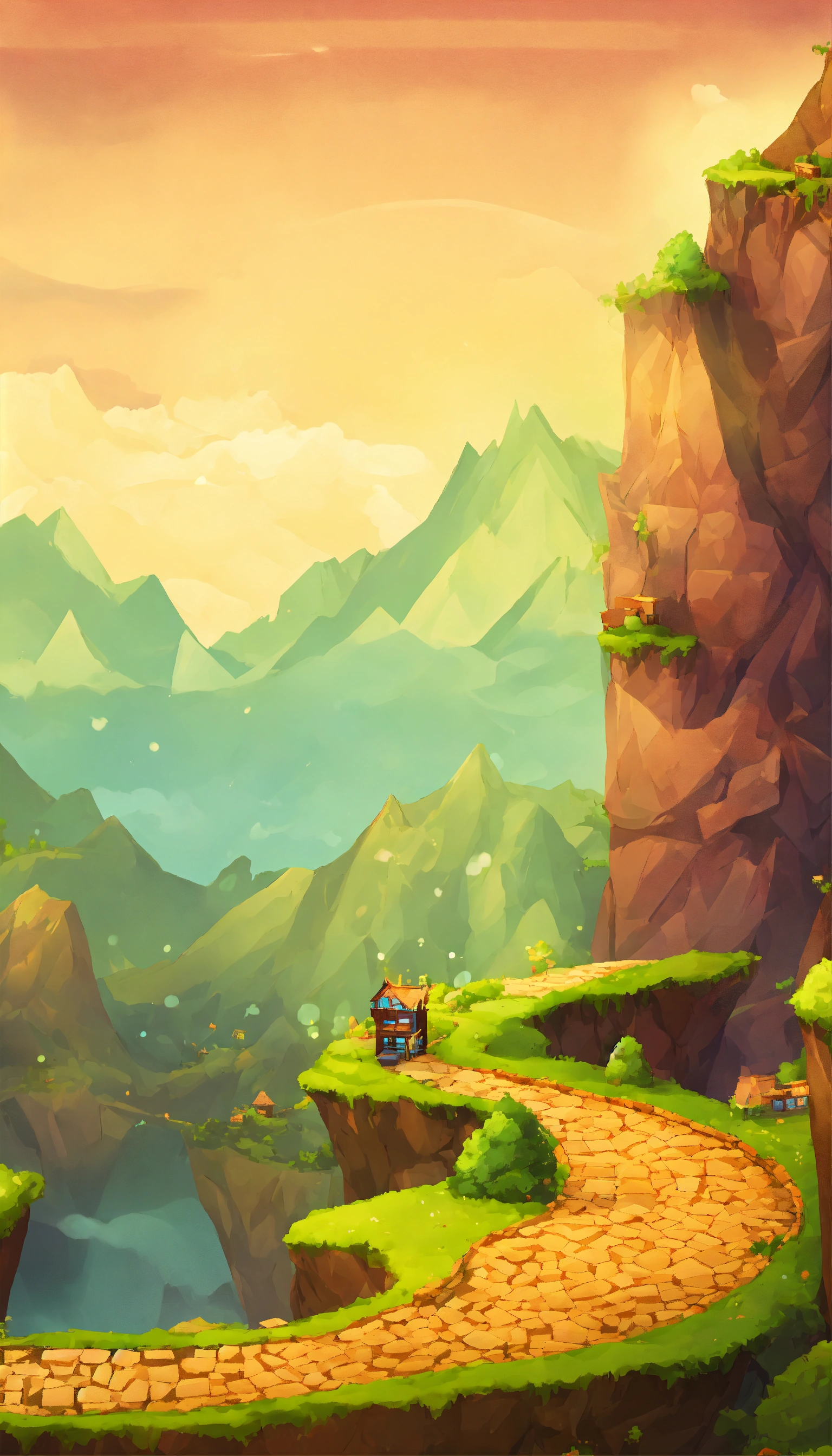 Lexica - Side-scrolling mobile platform game mountains with main platform