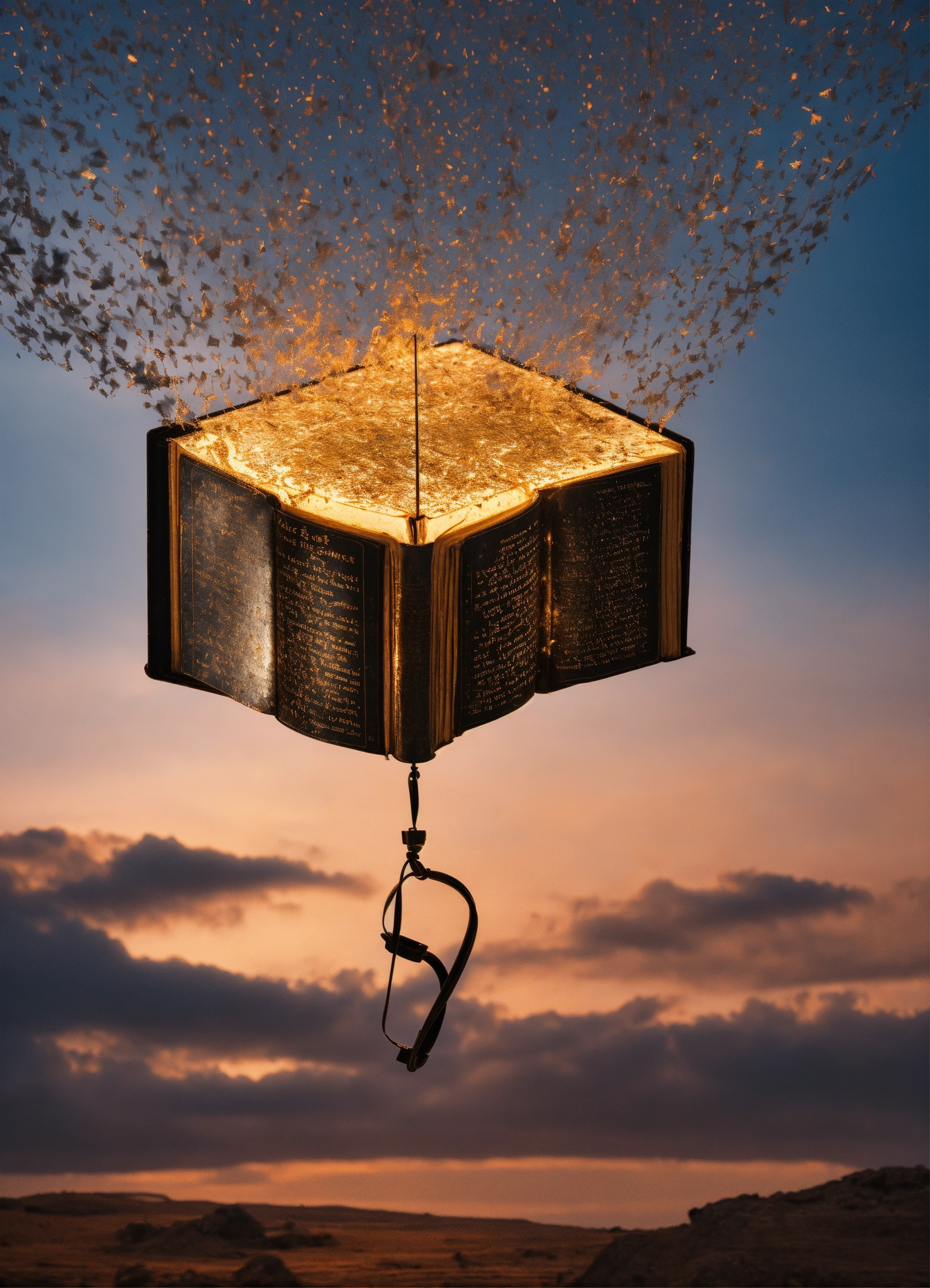 Lexica - A Bible made of metal floating in the air art station.
