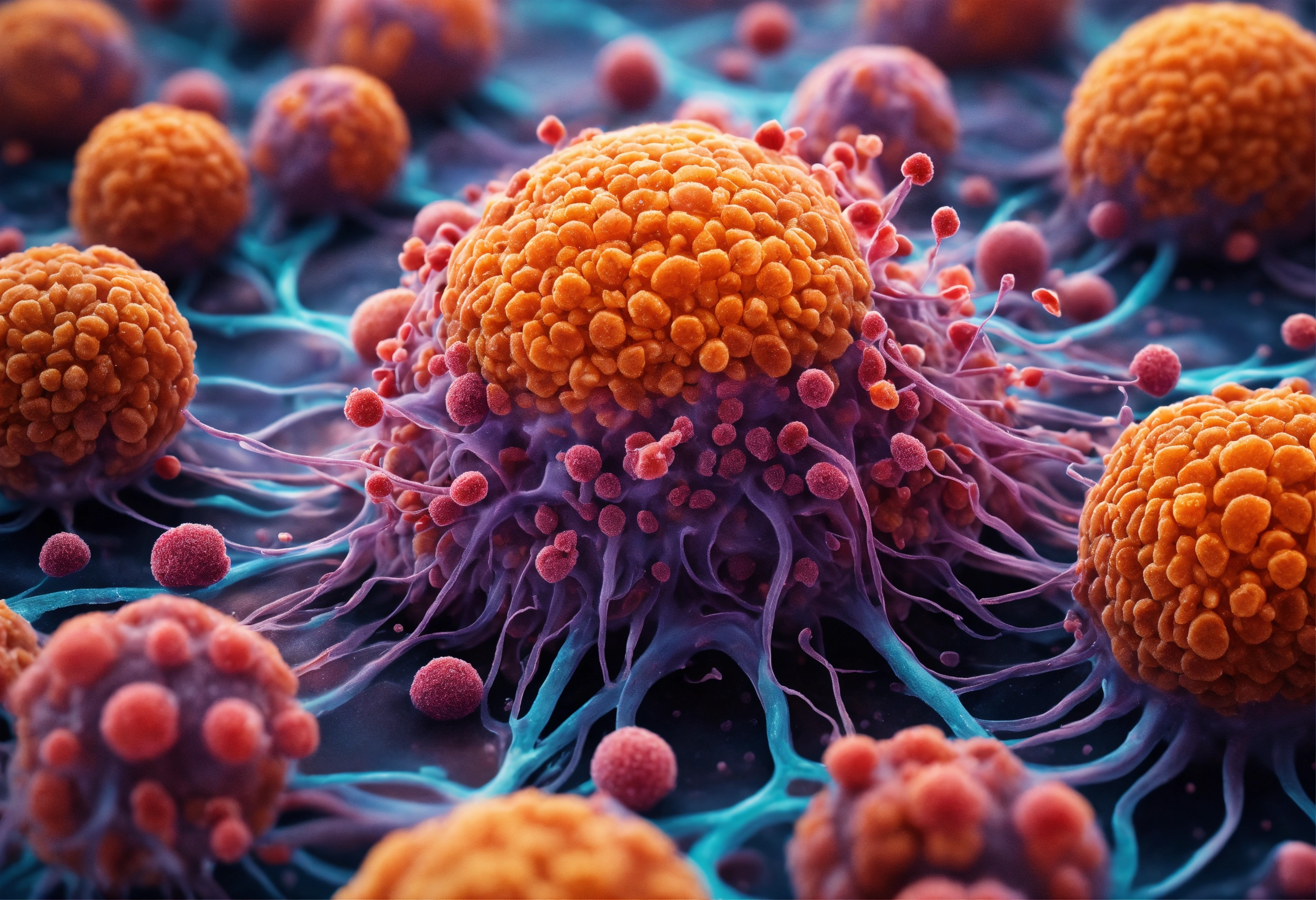 Lexica - A hand drawn painting of a cancerous cells in the middle of ...