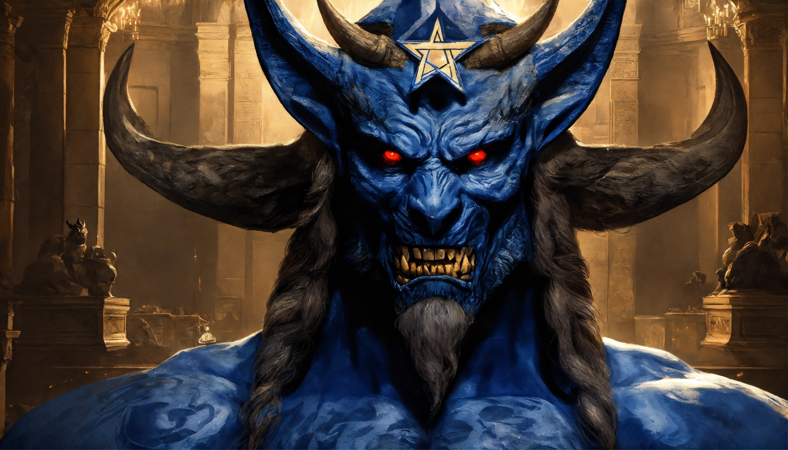 Lexica - Evil demonic Israel demon with an Israeli flag and the 6 ...