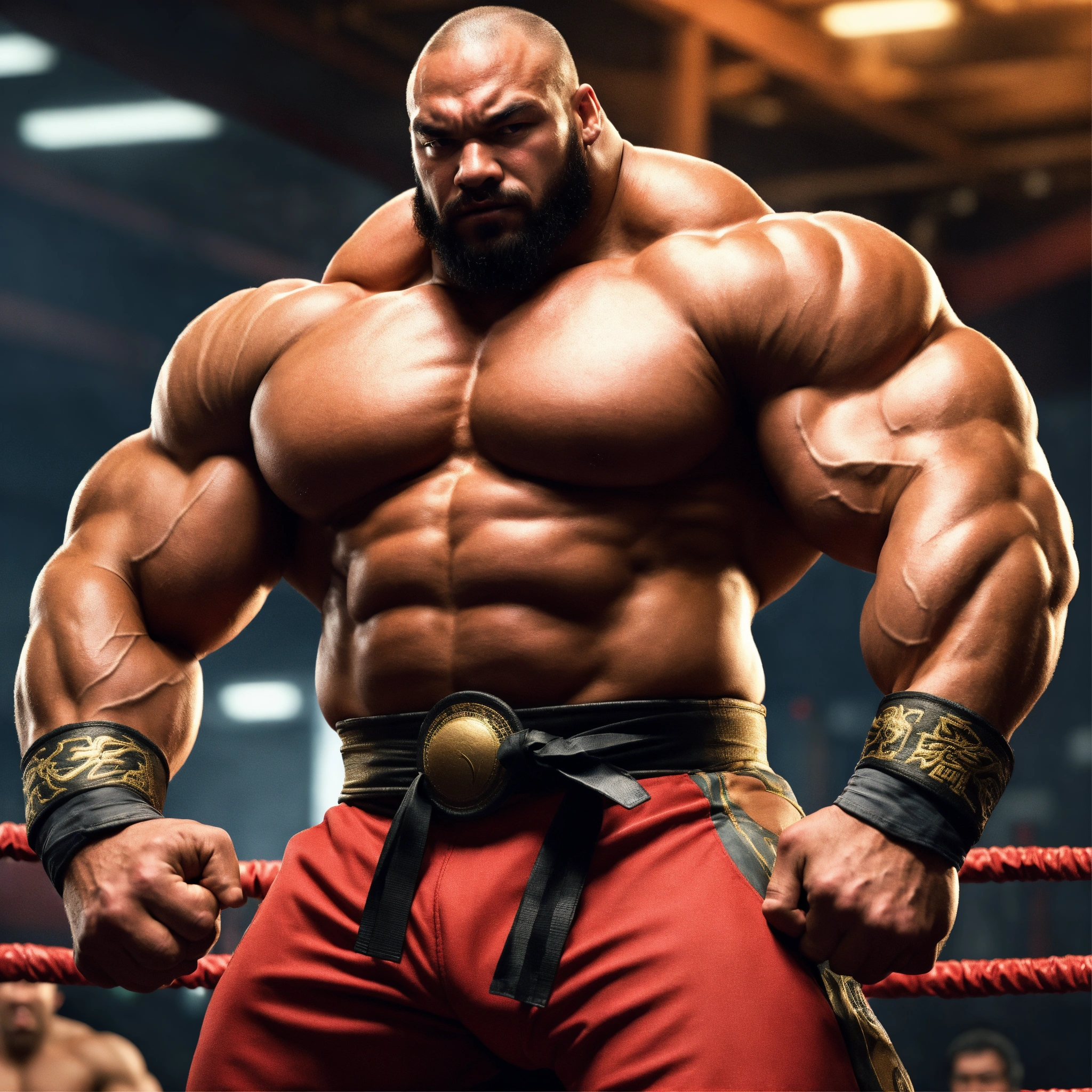 Lexica - 30-year-old wrestler with big muscles in a dojo, bodybuilder ...