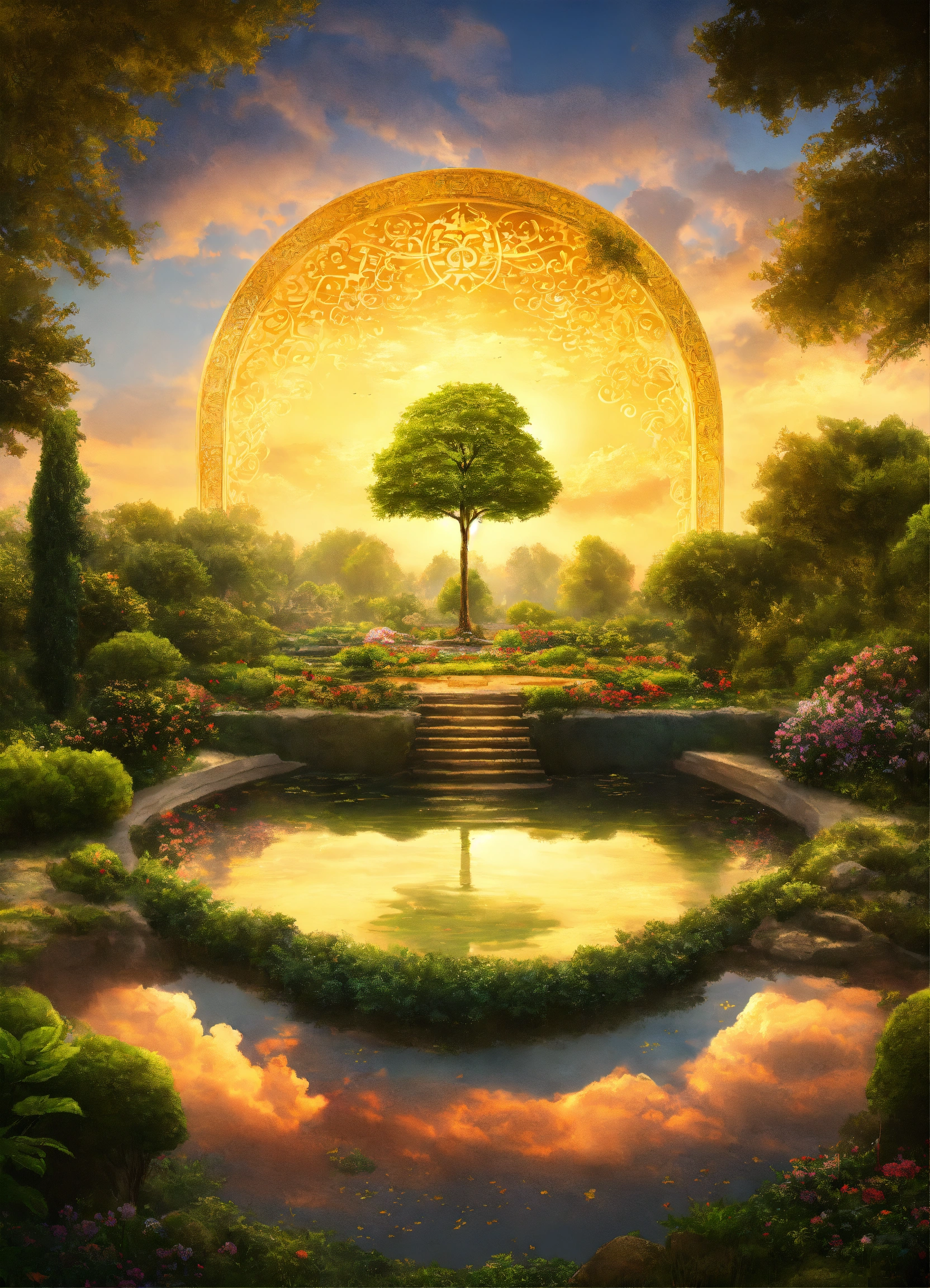 Lexica - Realistic landscape of heaven with the tree of life in the ...