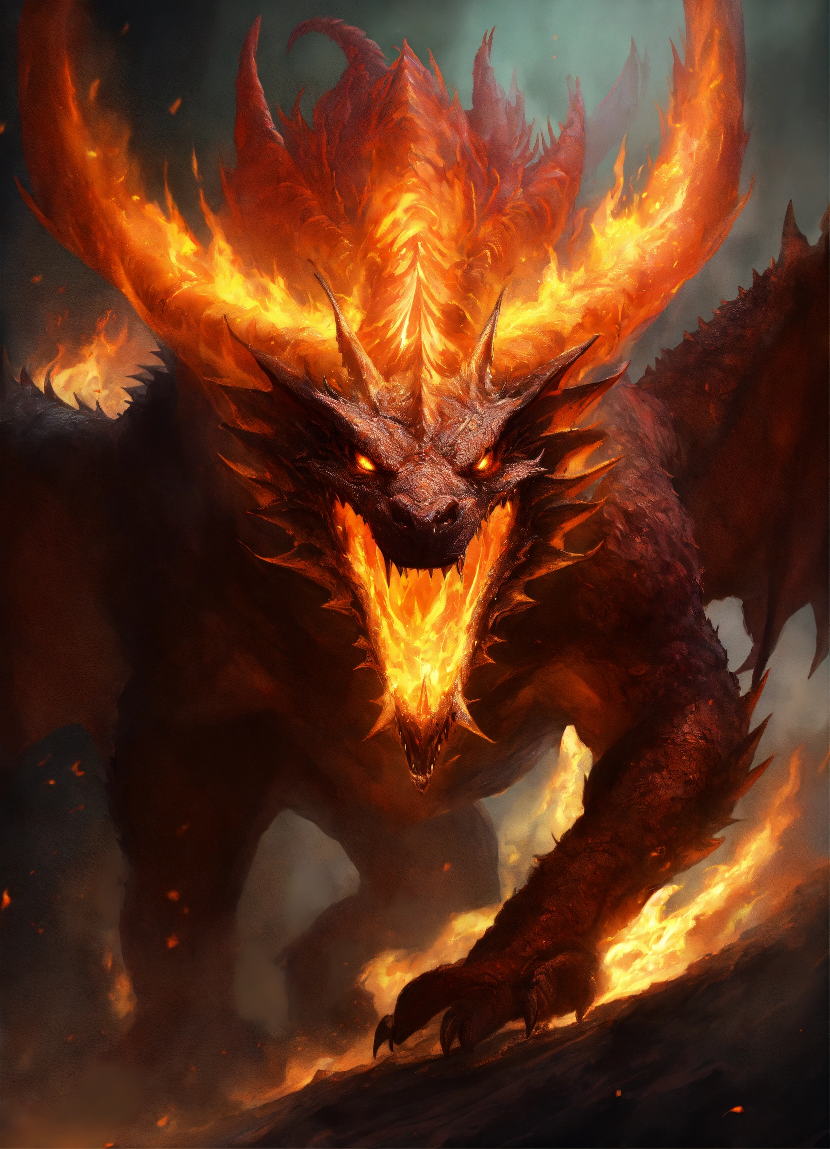 Lexica - A grotesque, demonic dragon, its fur matted and twisted and ...