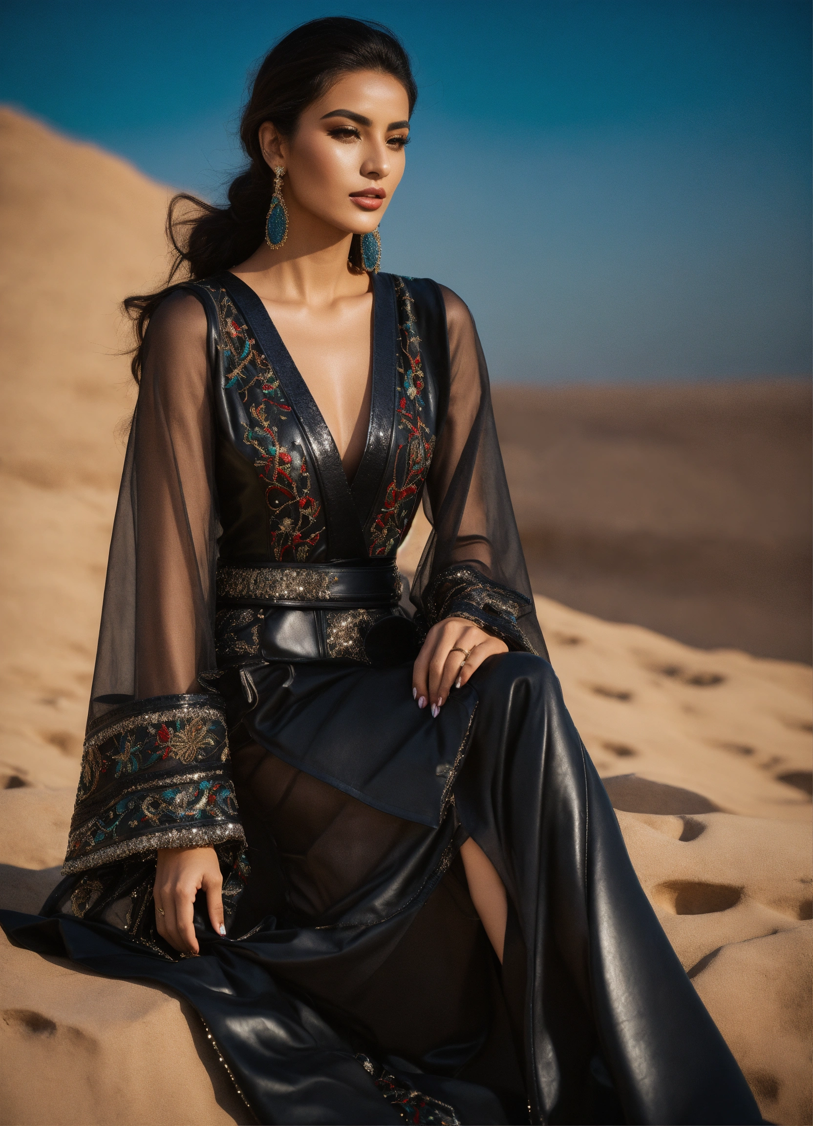 Lexica - Beautiful Arab women model, wearing luxury dress caftan , With ...