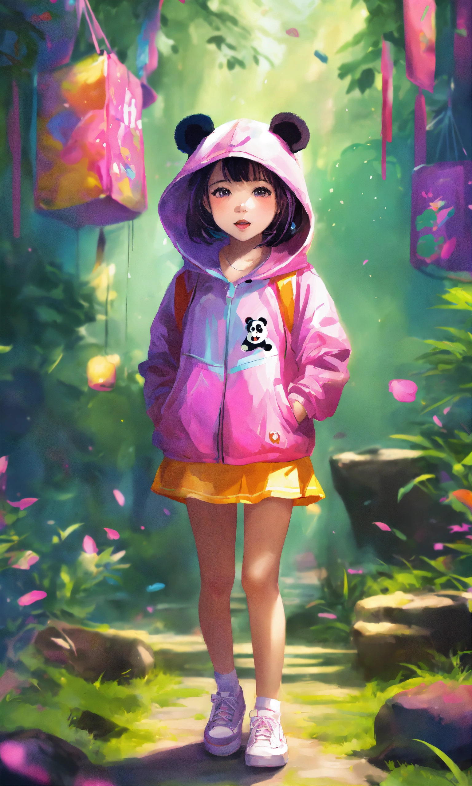 Lexica Girl Panda Vivid Color Kids Illustration
