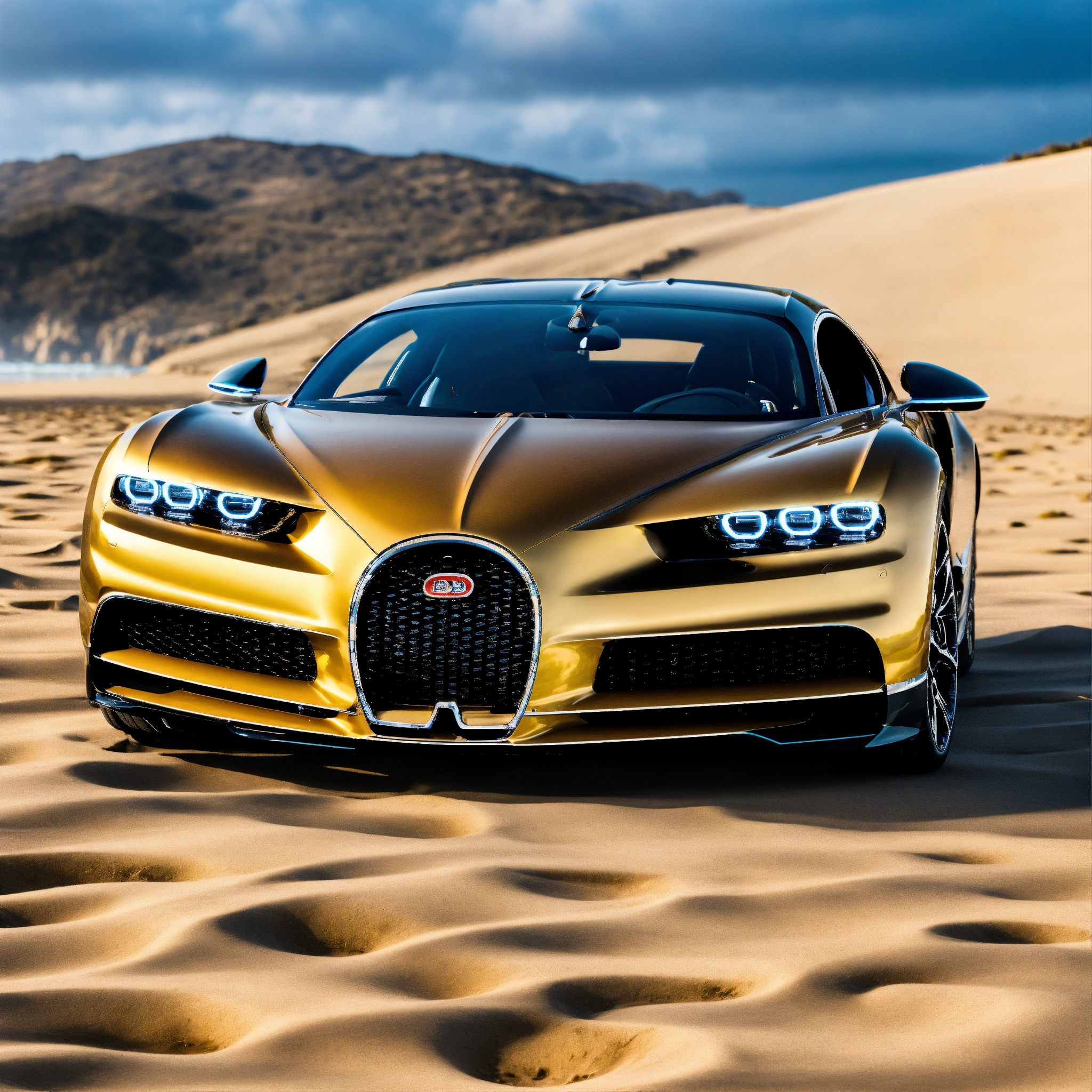 Lexica - Bugatti chiron golden car, ocean floor, 8k