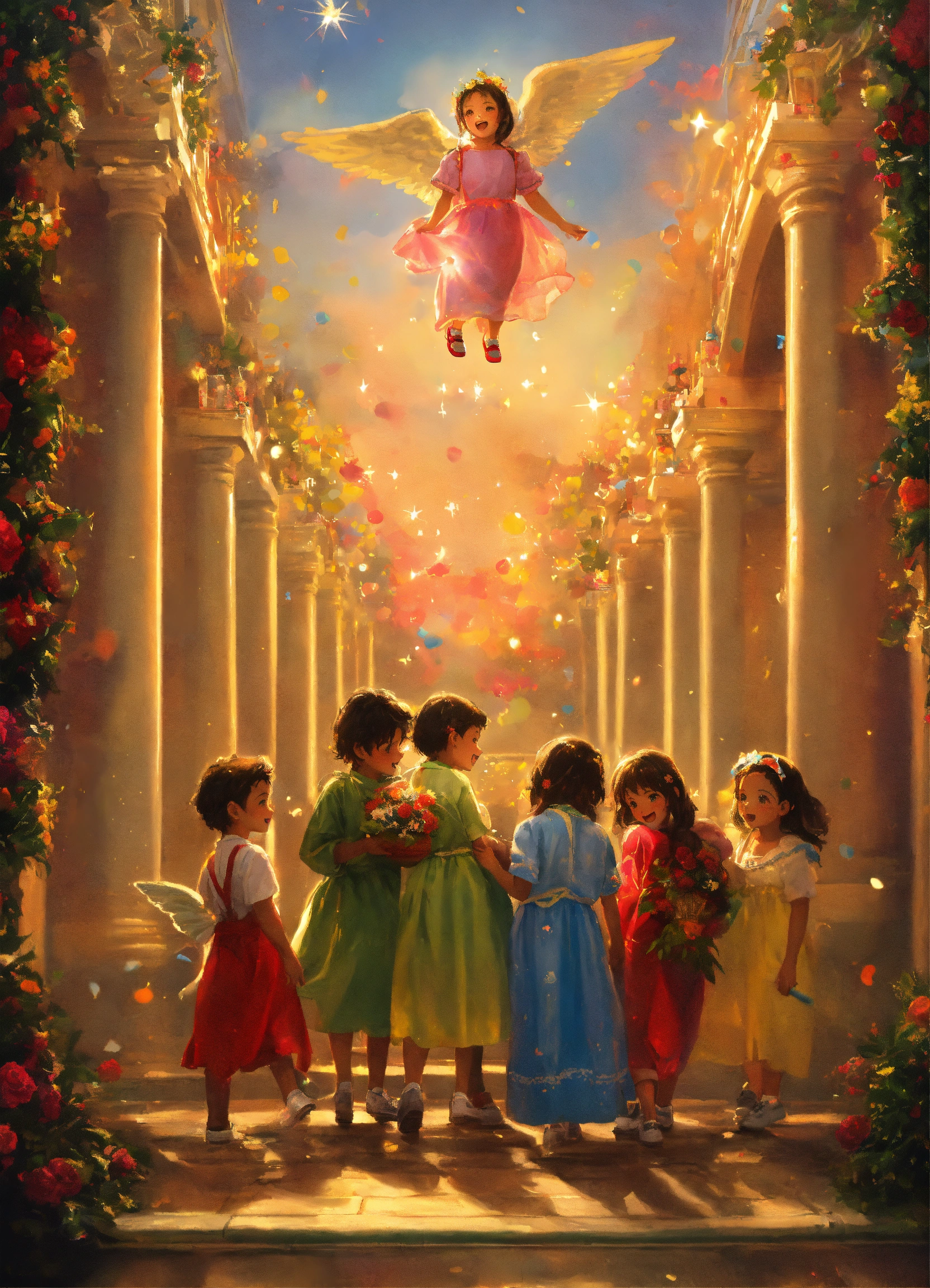 Lexica - Niños y niñas festejando el Día de los Angelitos heaven