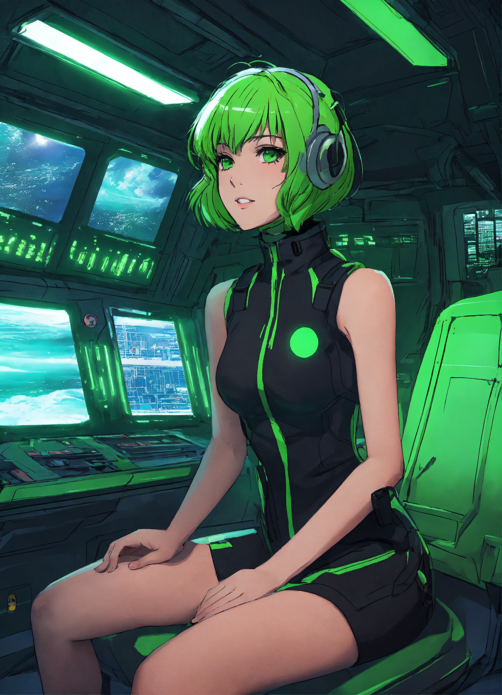 Lexica - Deep inside the green oxygen farm of a spaceship, anime female ...