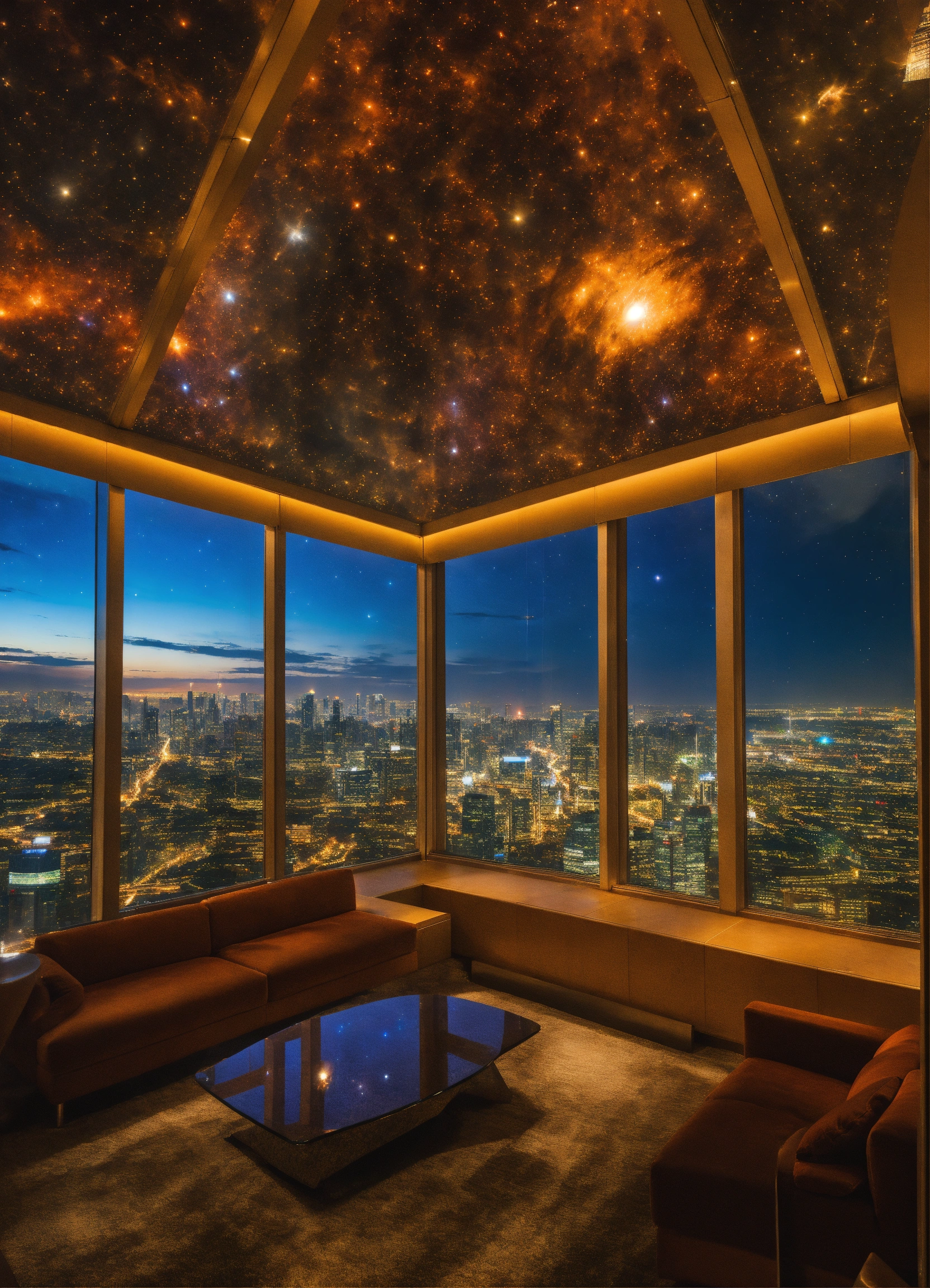 Lexica - View of a cityscape through very large windows from the ...