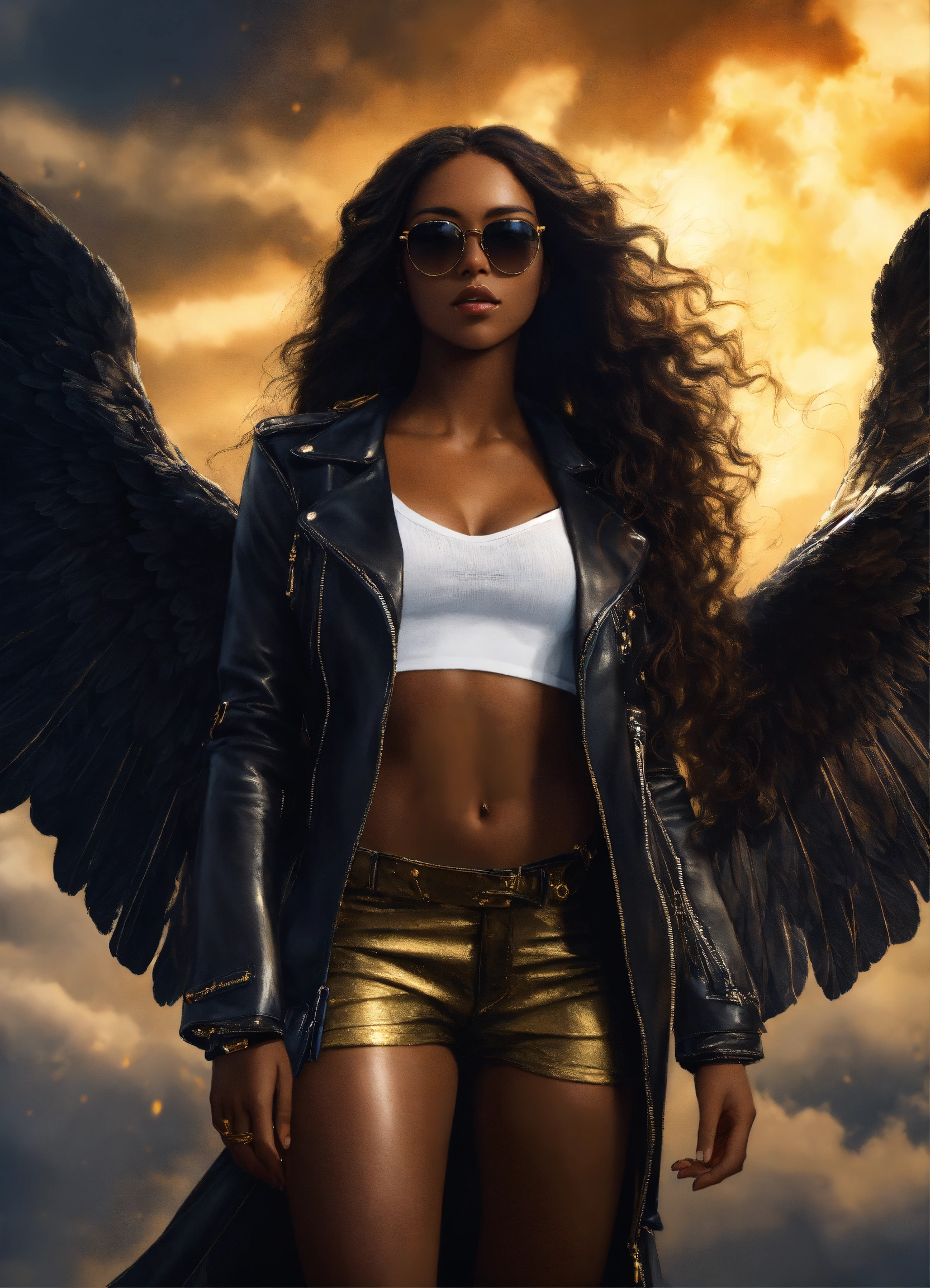 Lexica - Hyperrealistic full body beautiful black goddess angel with wings, Beautiful black ...