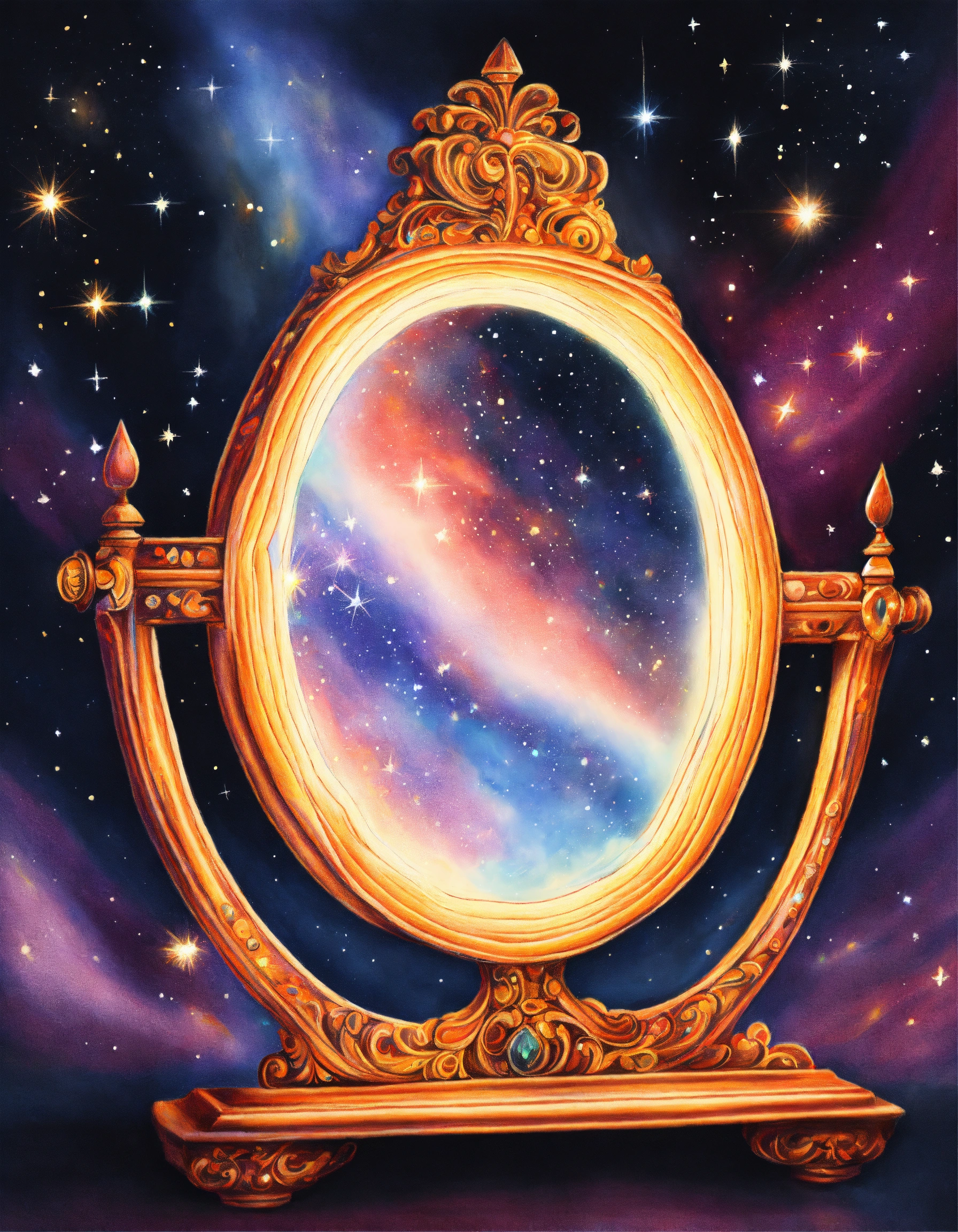 Lexica - Realistic colored pencil drawing of a big magic mirror ...