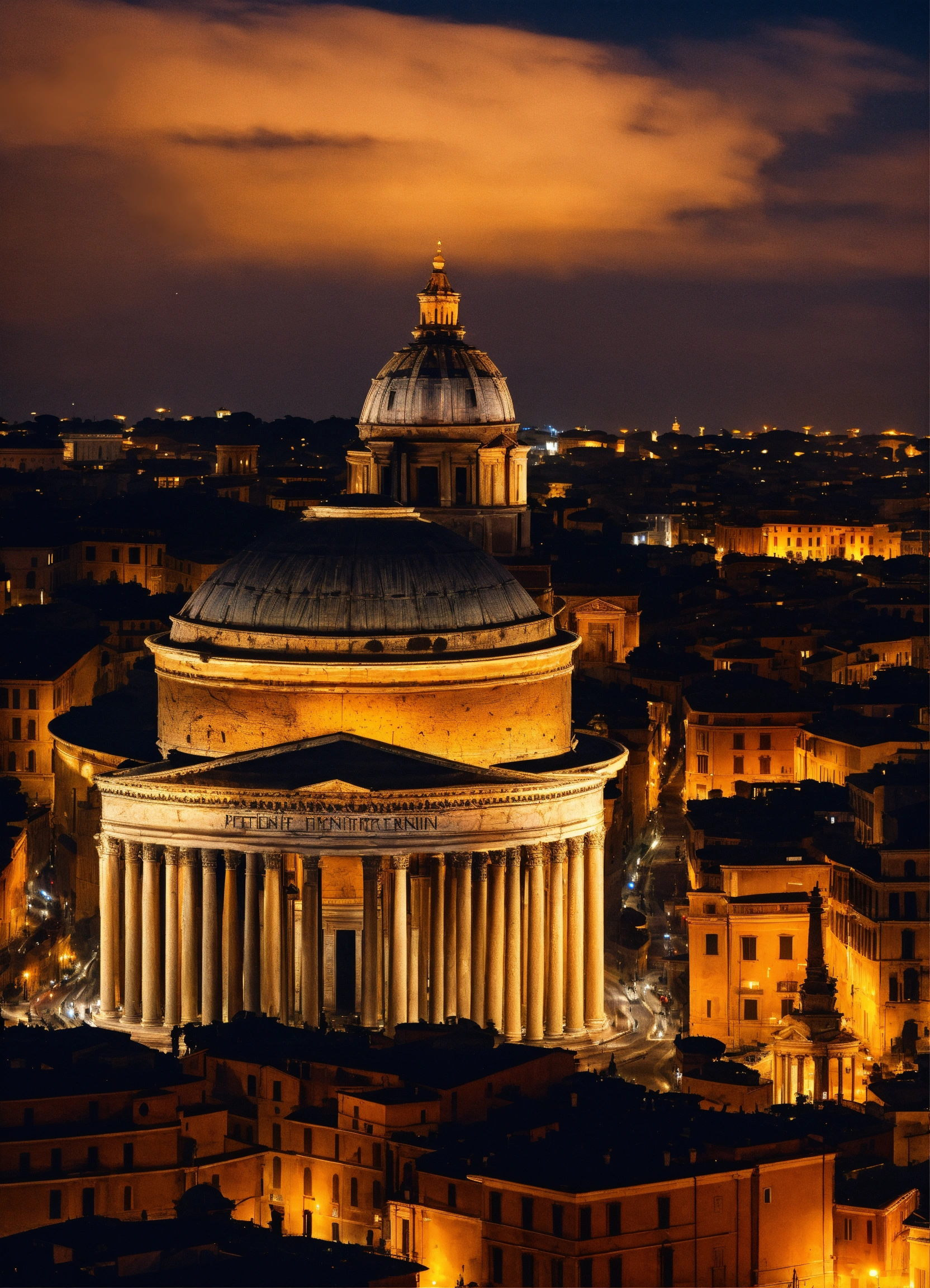 Lexica - Rome pantheon skyline night 4k very detailed