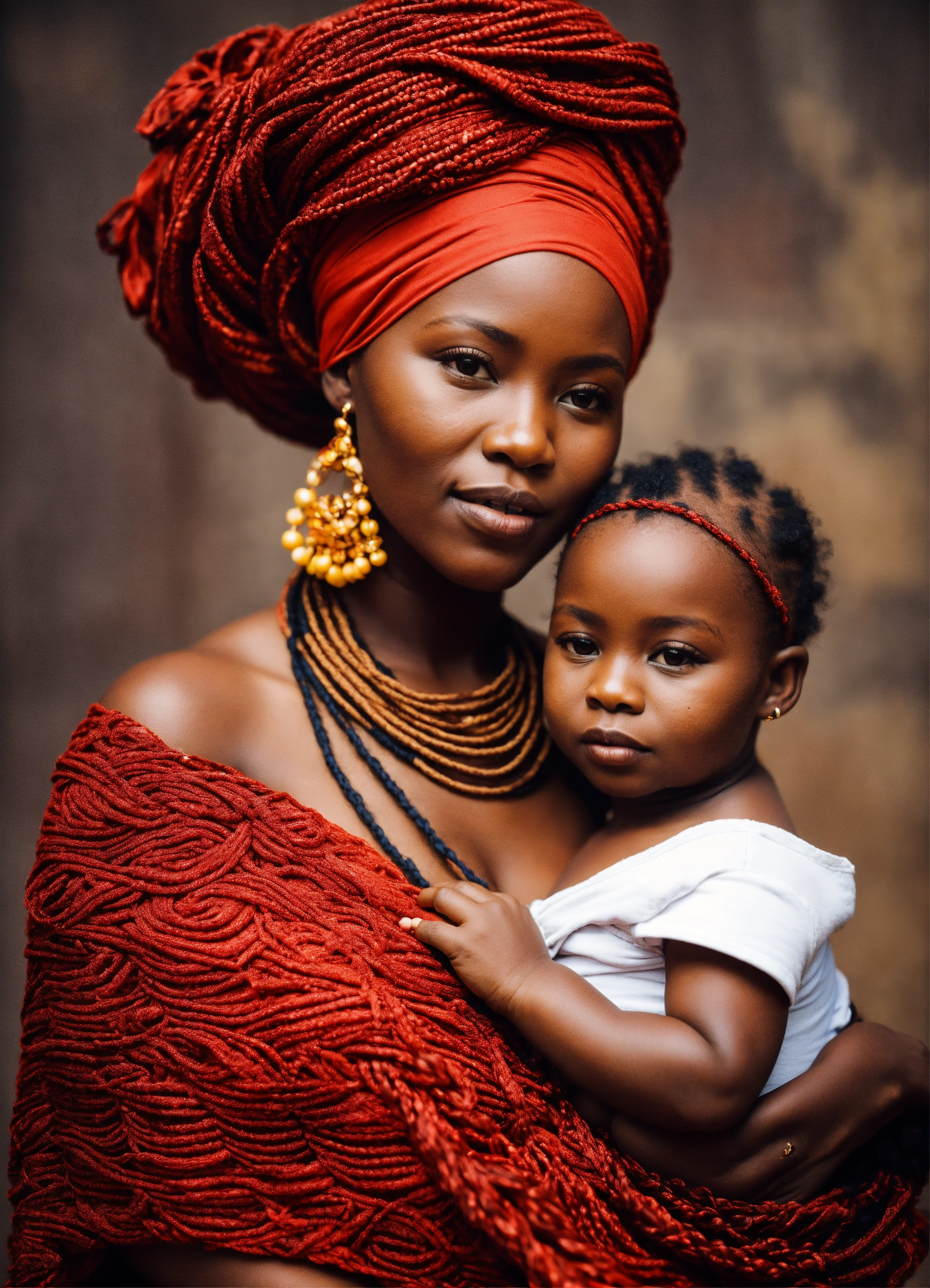 Lexica - Gorgeous African mother in redwith intricate braids in her ...