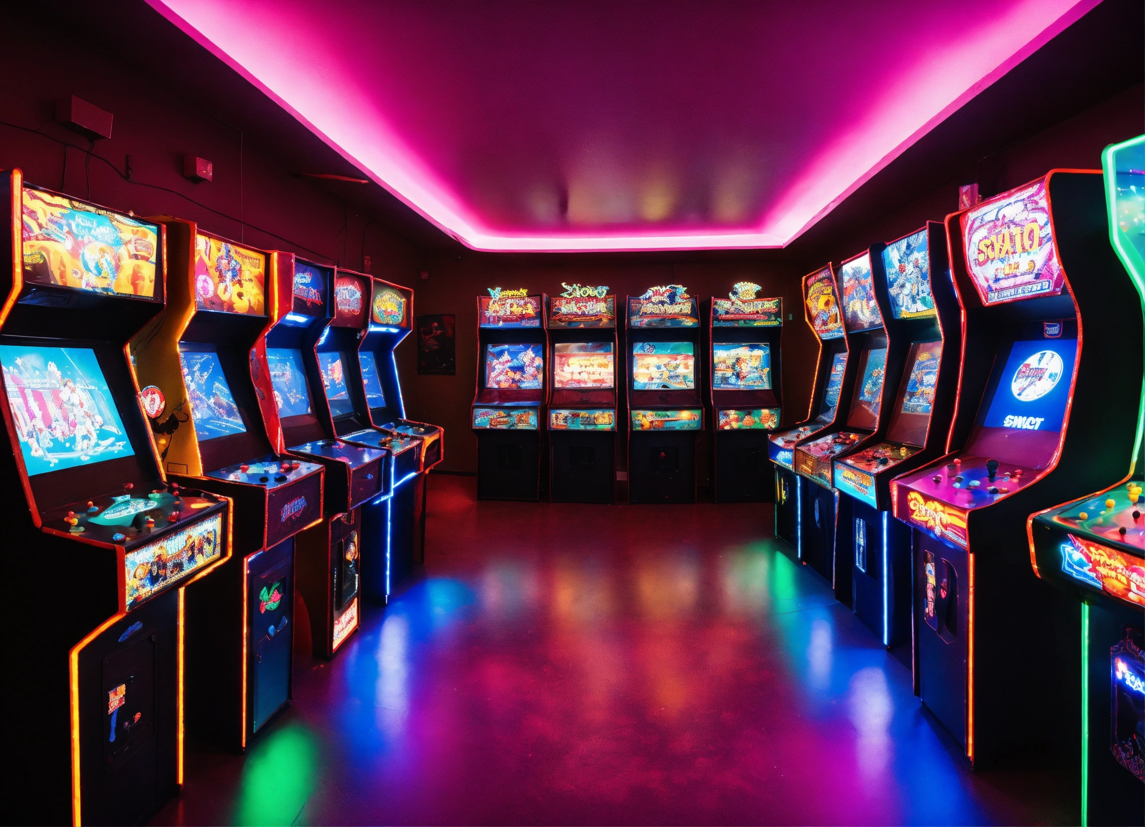 Lexica - Sci Fi retro arcade with lots of lights and a central circular ...