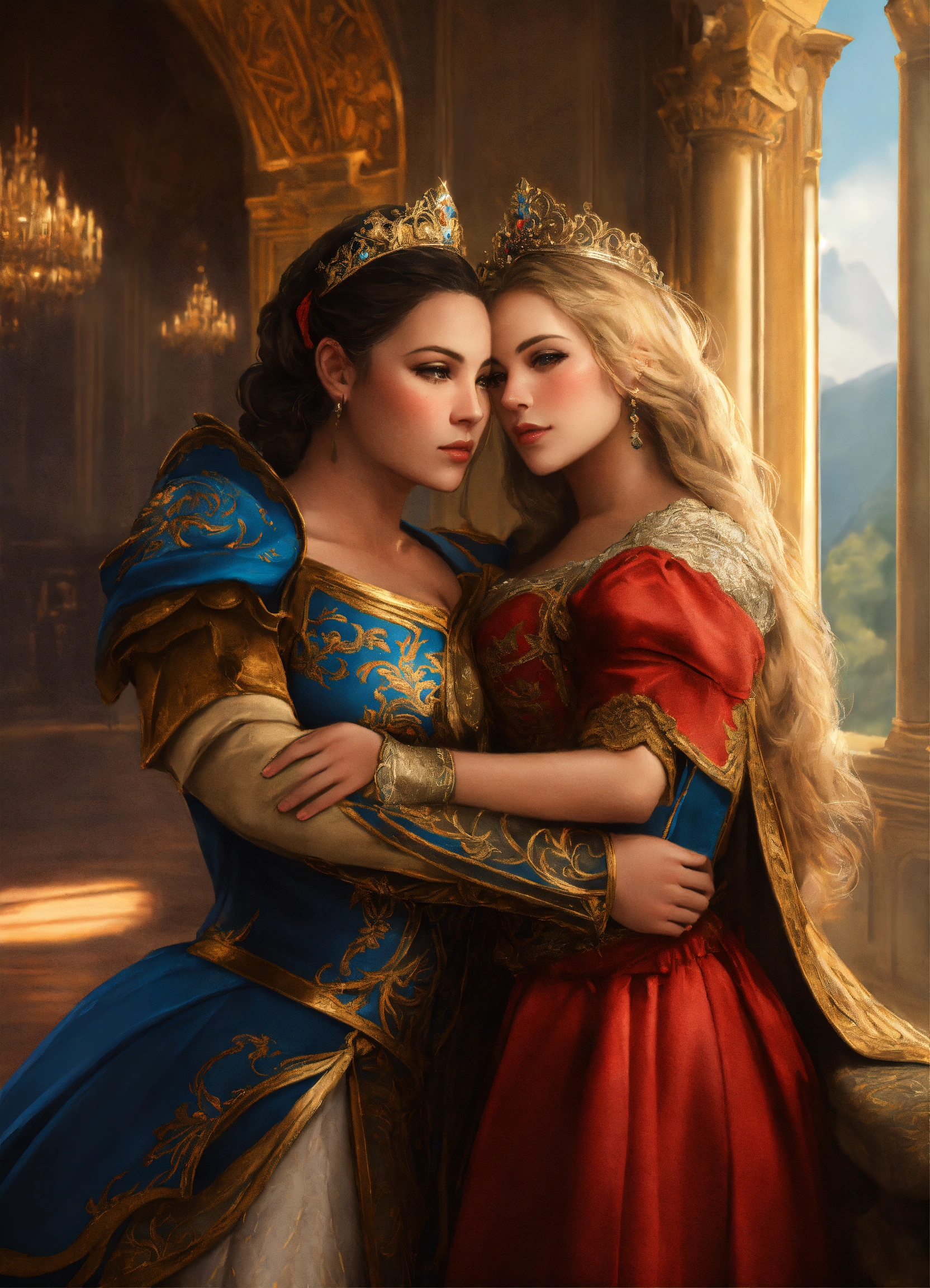 Lexica - Photorealistic portrait of two women on the left a huge woman ...