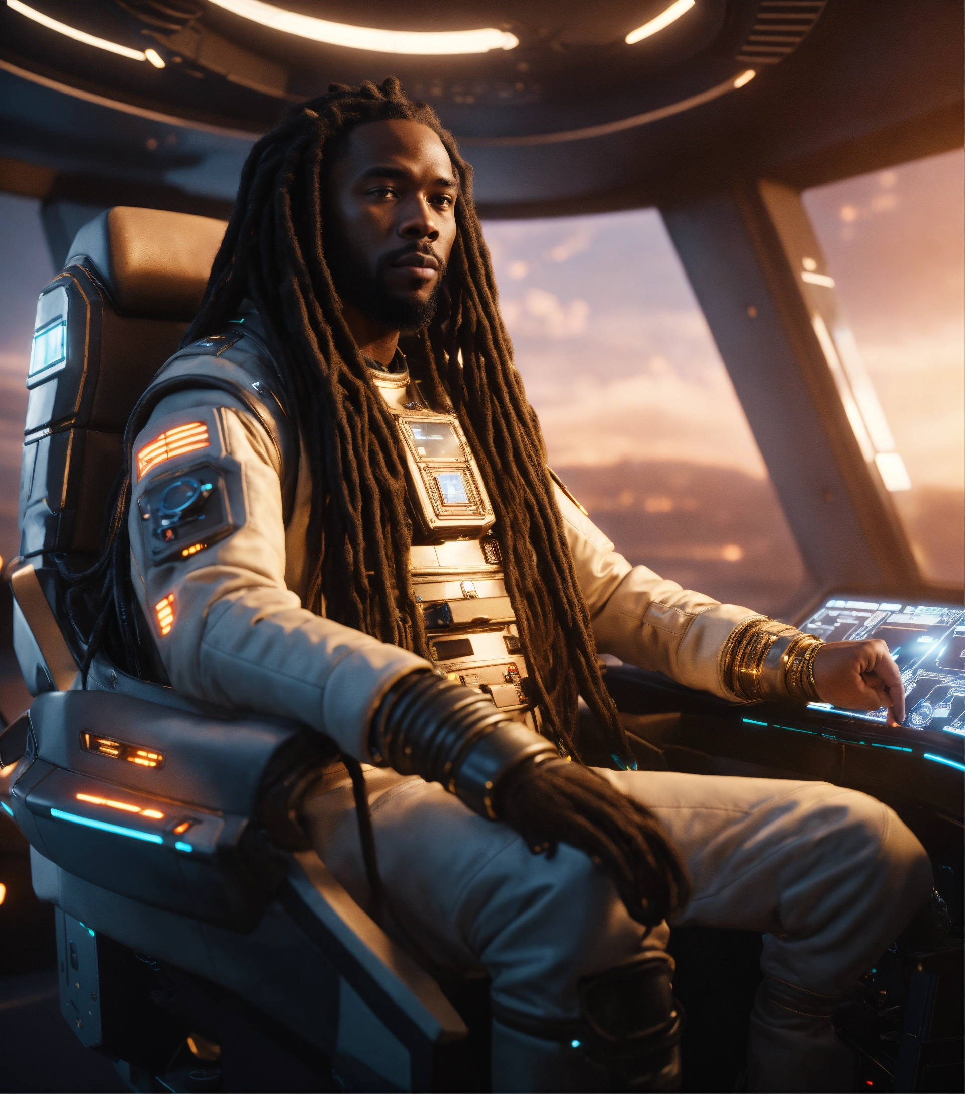 Lexica - Zoom out of a black male rockstar with long white dreadlocks ...