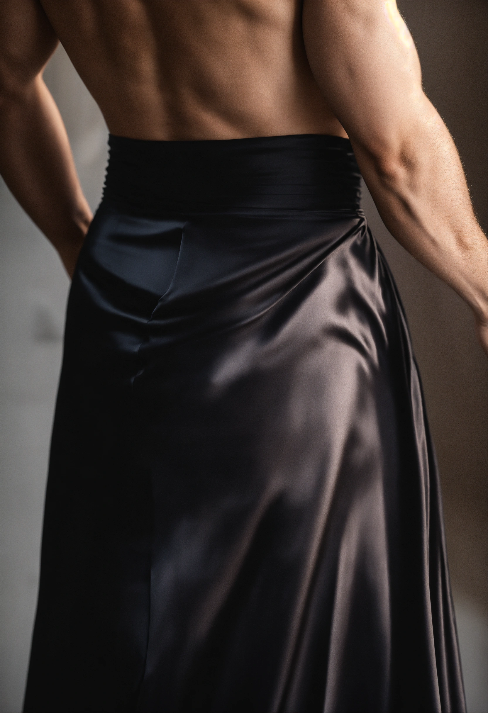 Lexica - Close up of Body parts Straining through fabric in long black ...