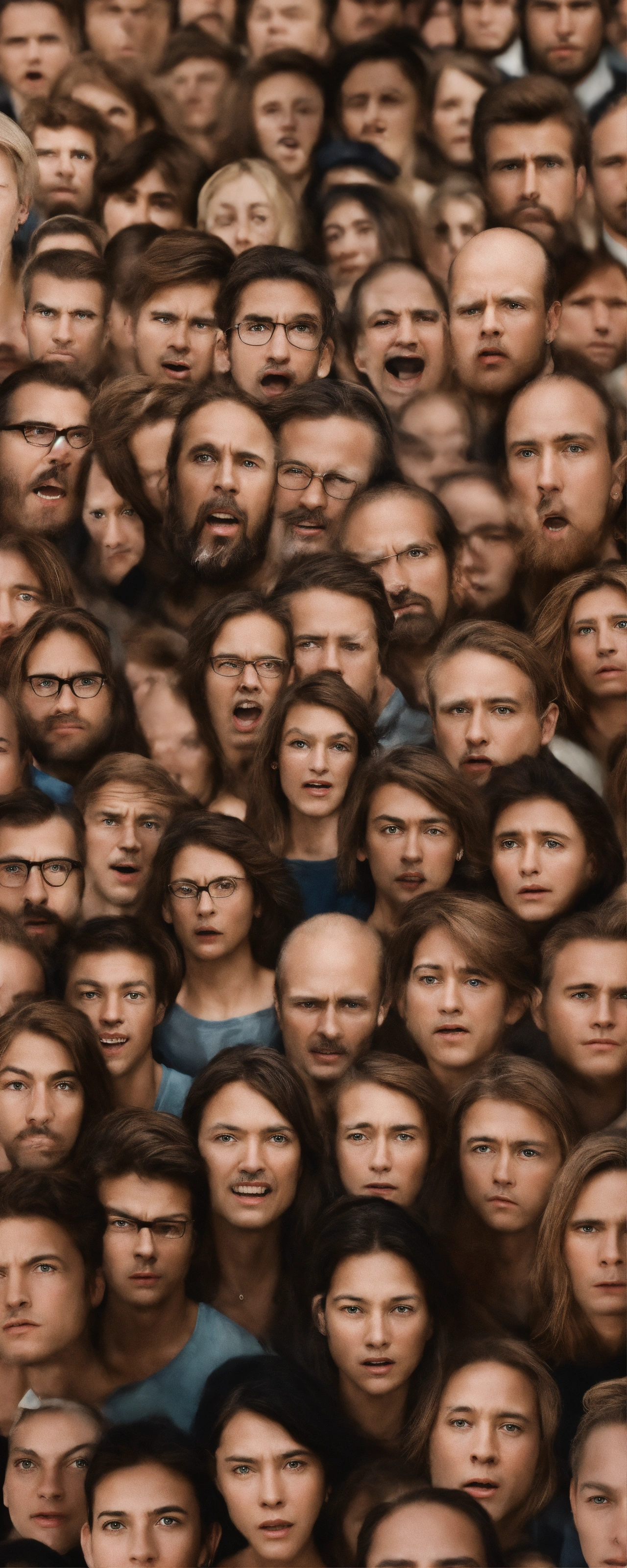 Lexica - Large crowd of faces mixed emotions front on photo realistic