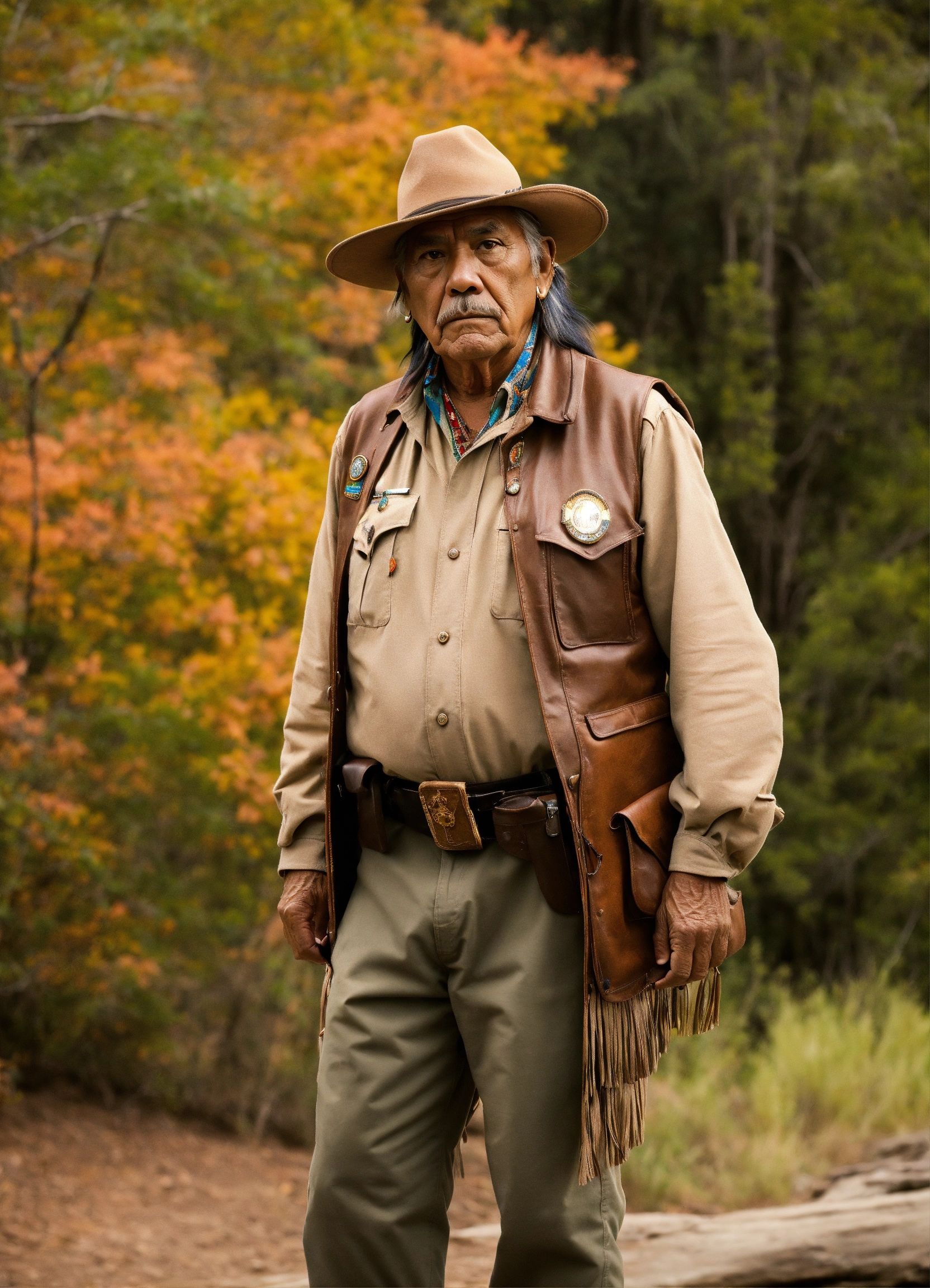 Lexica - Scared unique expressive old park ranger cherokee native ...