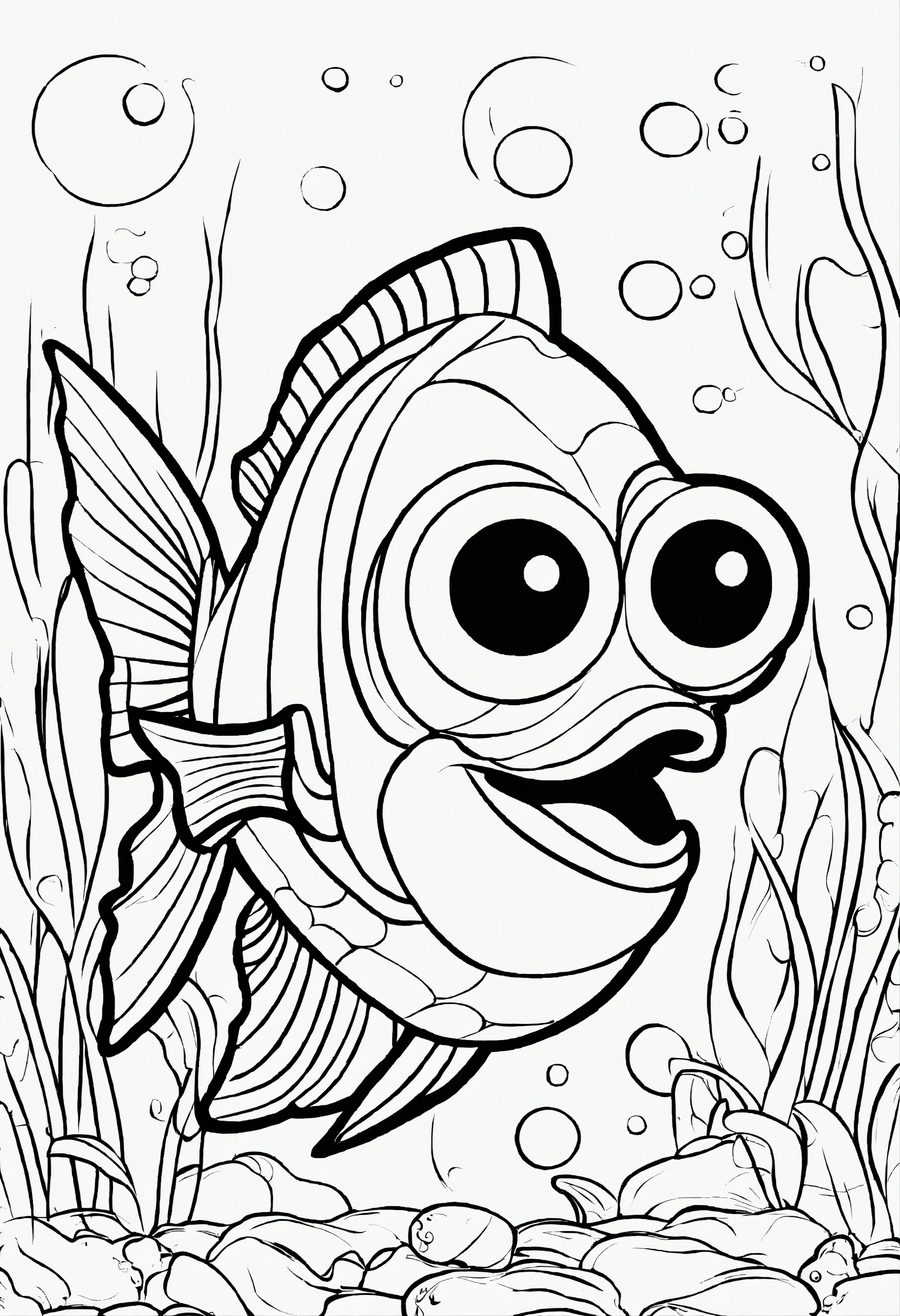 Lexica - Cute Fish, big cute eyes, pixar style, simple outline and ...