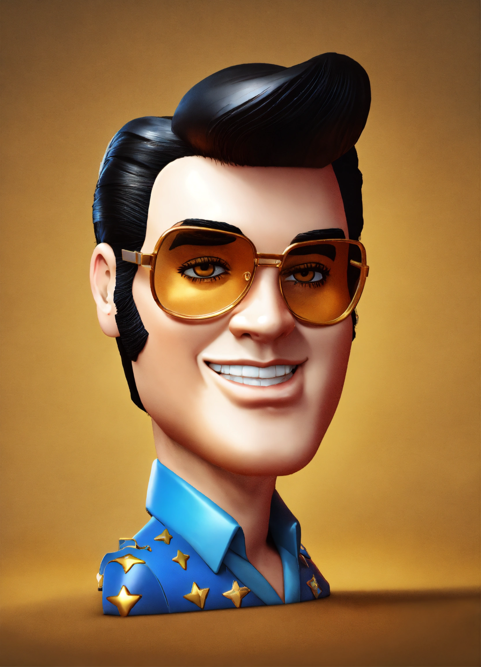 Lexica - Elvis presley 3d style cartoon mascot face
