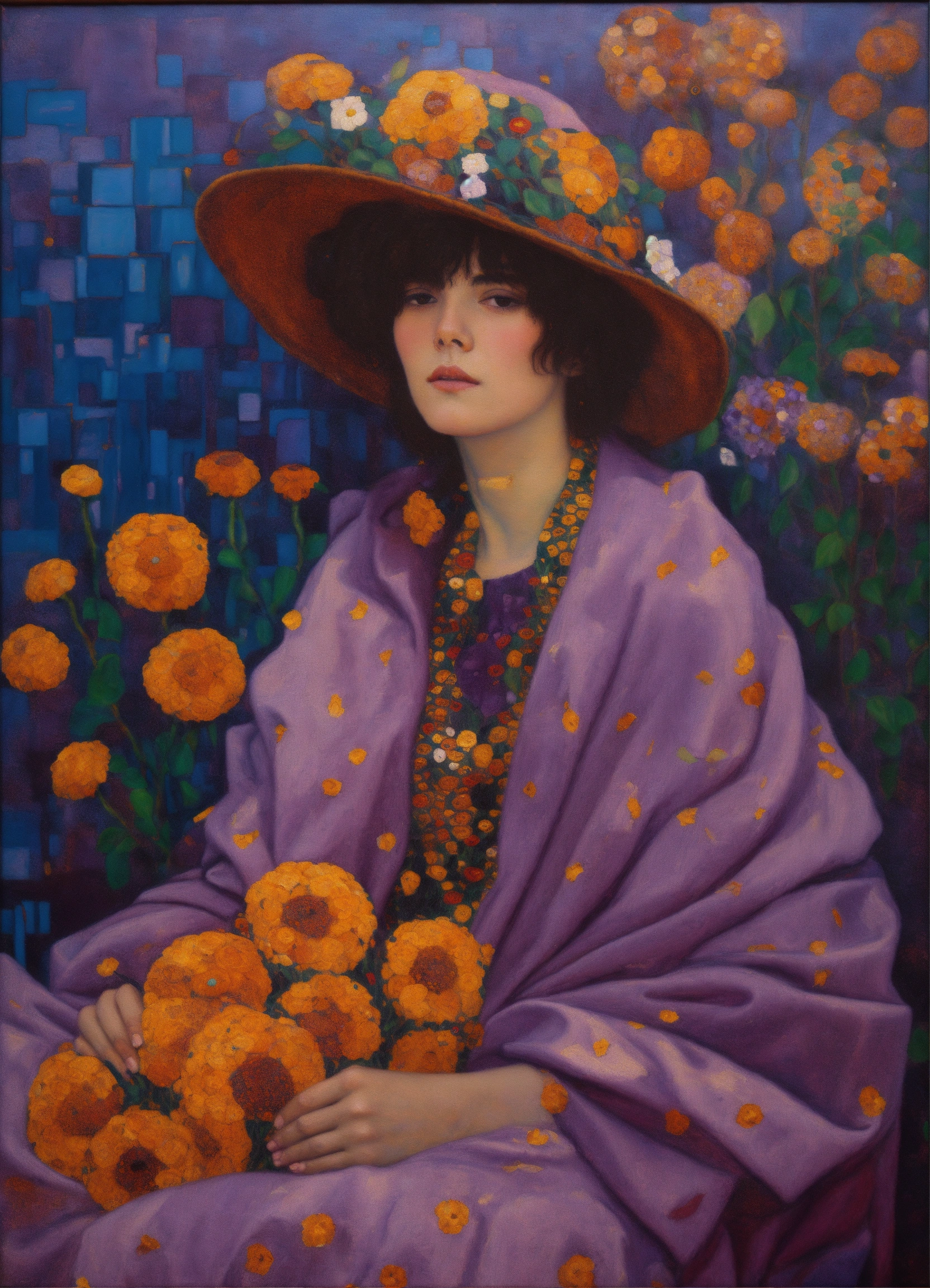 Lexica - Oil painting of a fashionable homeless woman, flowers , by ...
