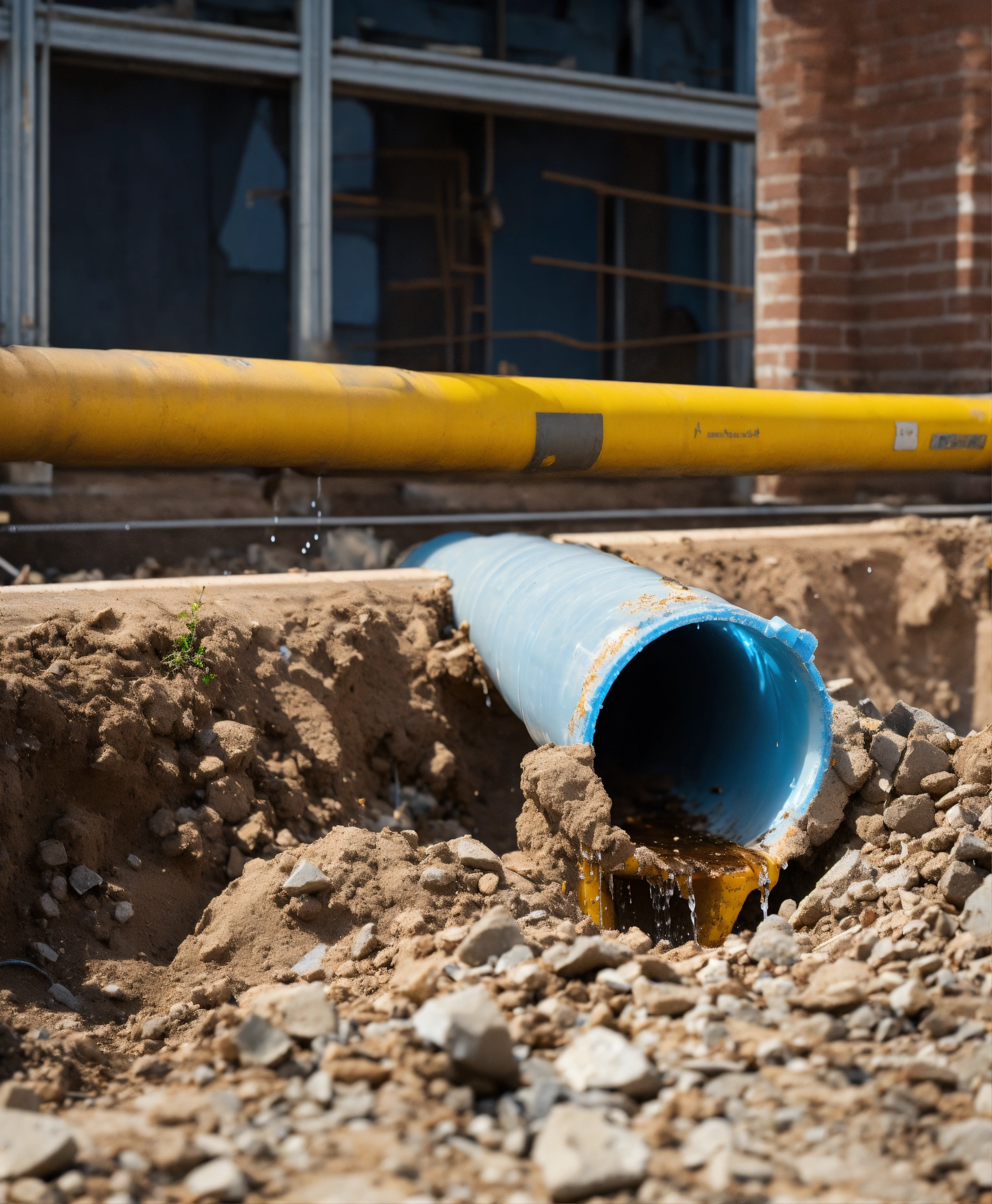 Lexica - Broken plastic pipe at a construction site in need of repair ...