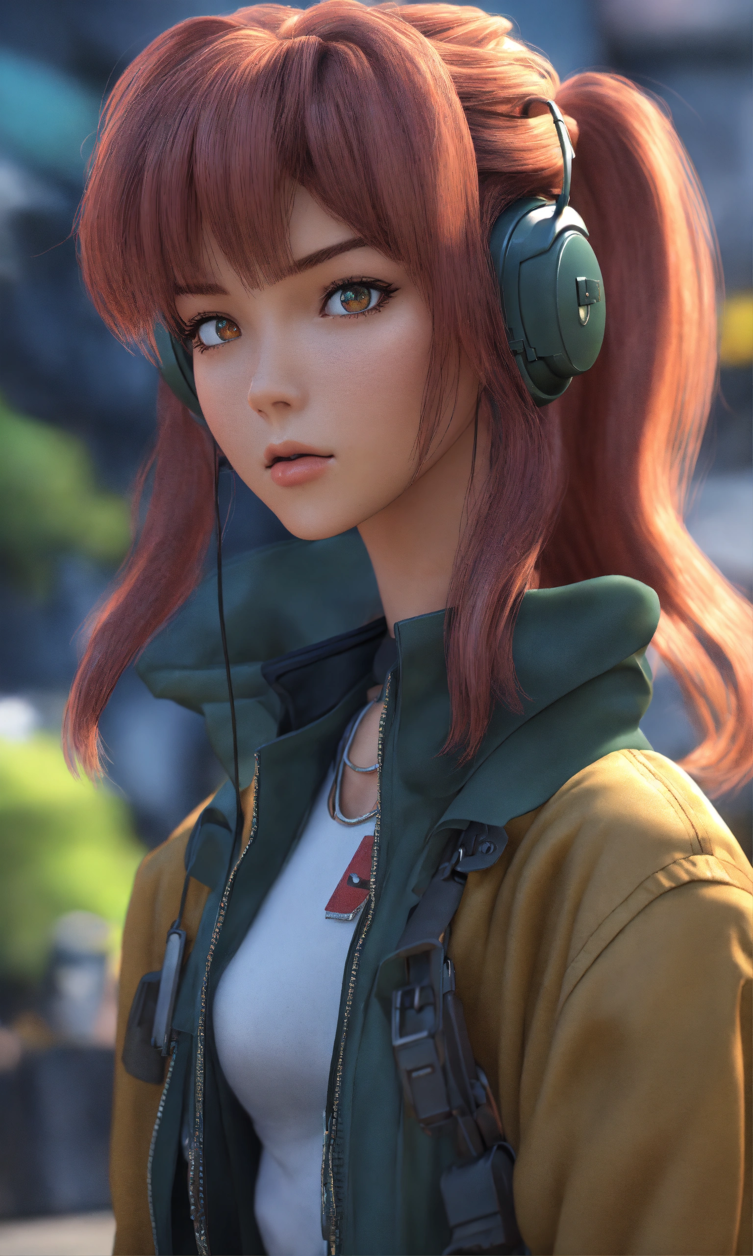 Lexica - 3d rendered 1990s anime dystopian extroverted female, full ...