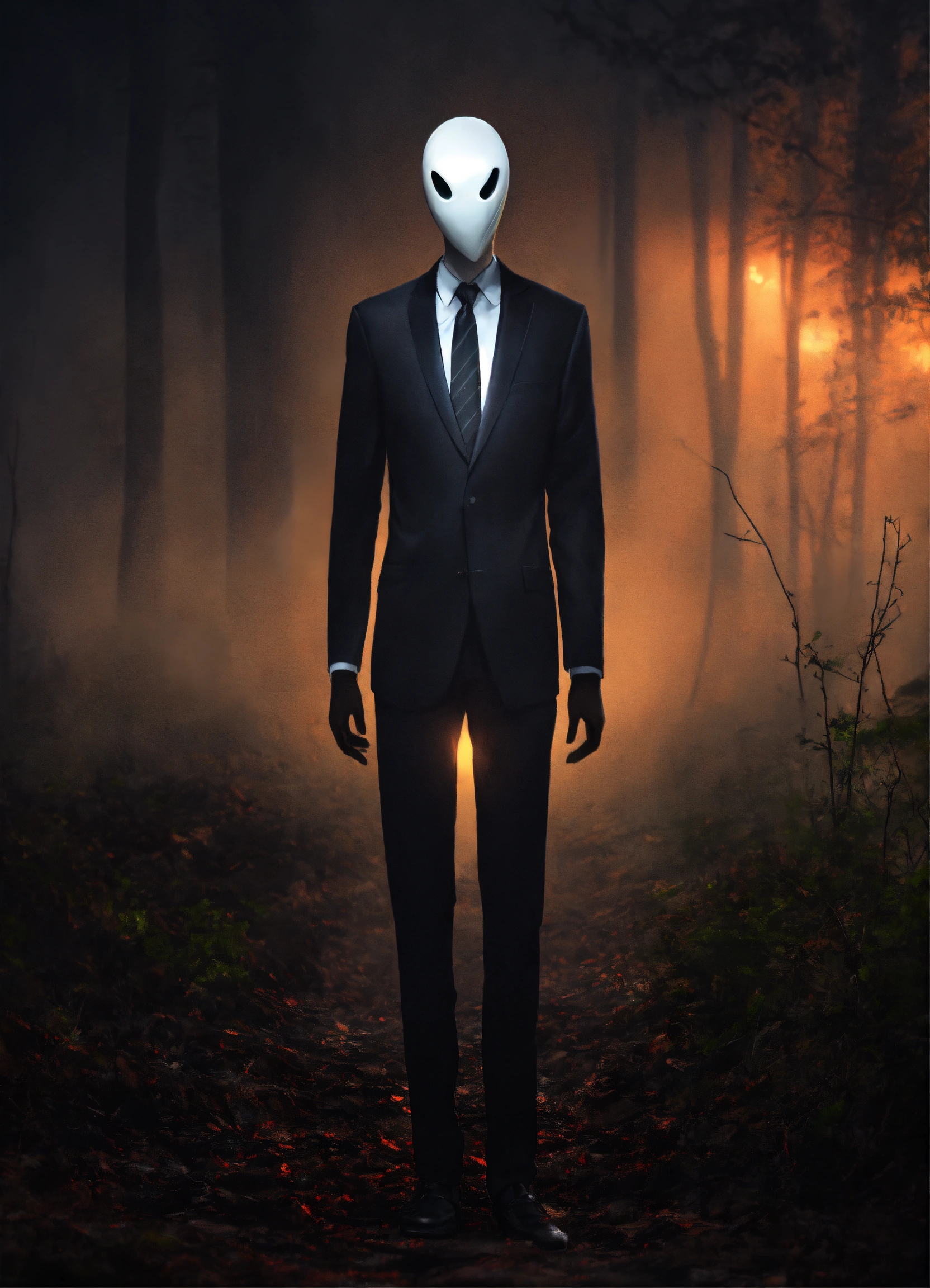 Lexica - Scary Slenderman from a legend Face only.