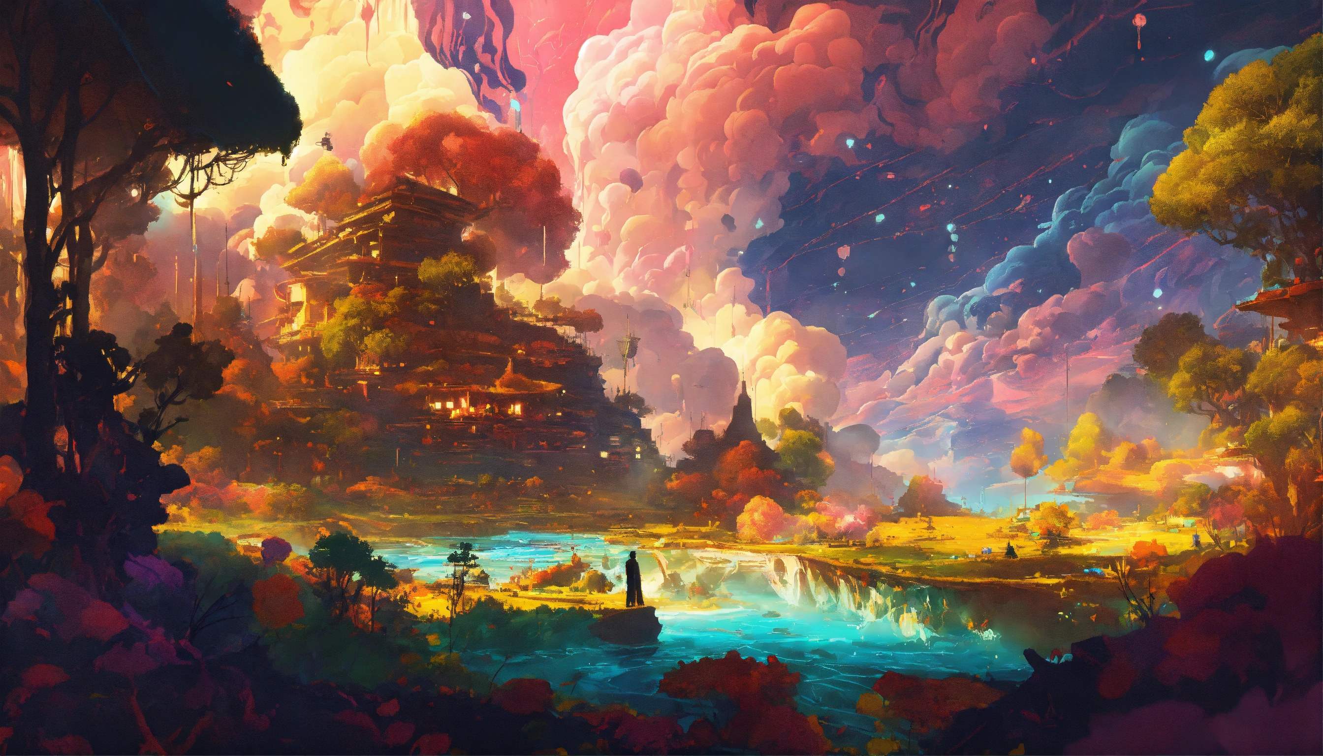 Lexica - A trippy landscape, delirium, chaotic storm of liquid smoke ...