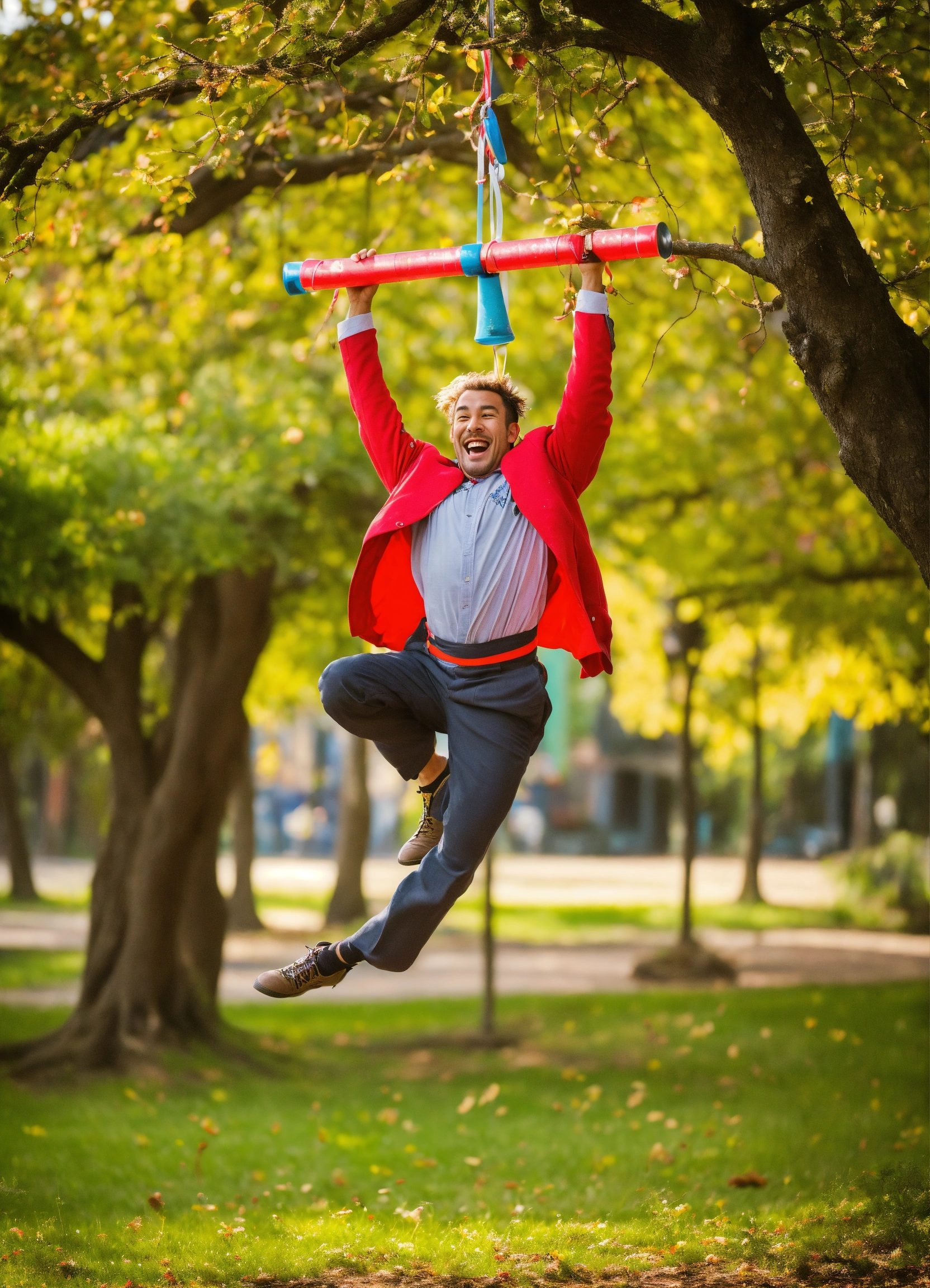 Lexica - "Create a photograph featuring a real, joyful man who is full of life, juggling while ...