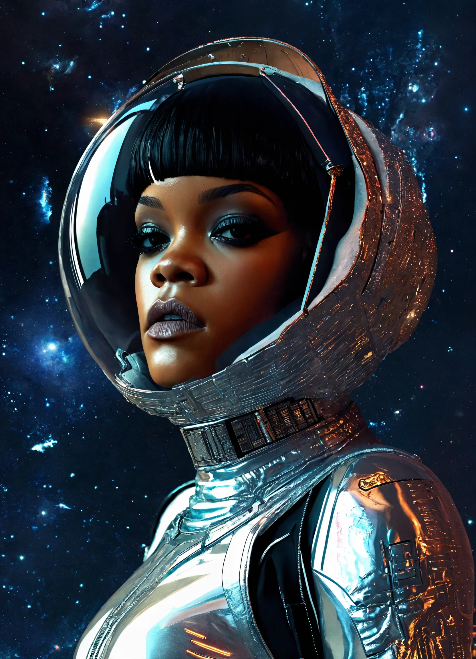 Lexica - Rihanna, adorned in a futuristic space suit, extremely ...