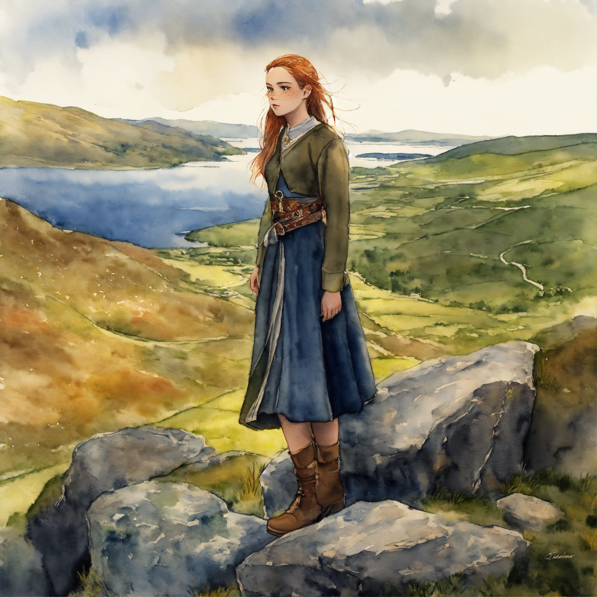 Lexica - Full body Illustration of a woman, young, 18 years old, celtic ...