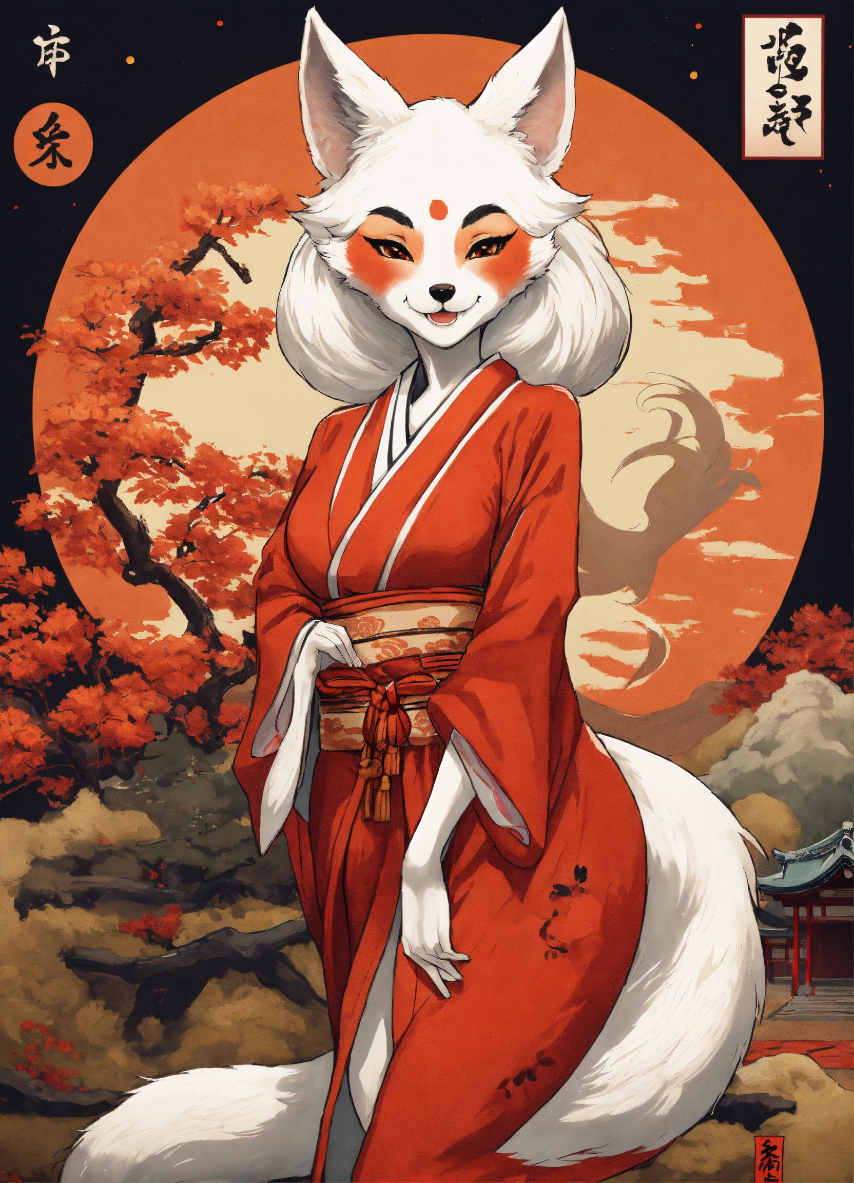 Lexica - Poster of an Anthropomorphic fox woman pin-up with Tan Skin ...