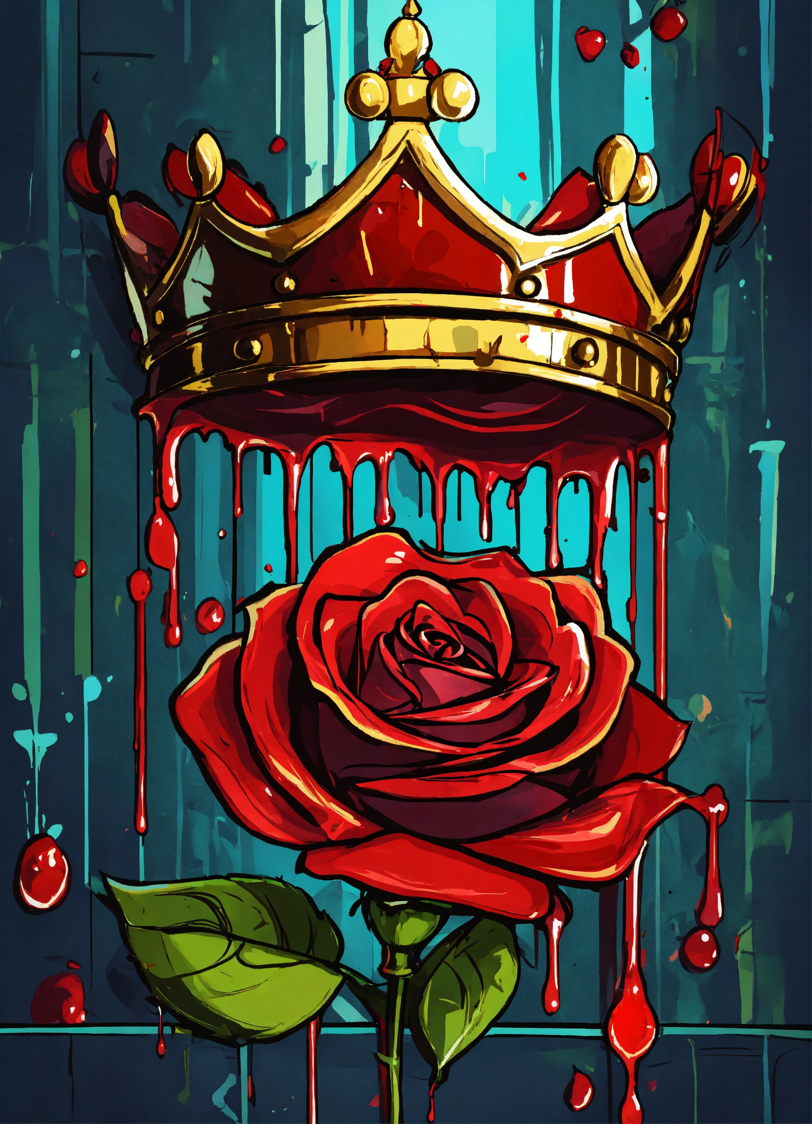 Lexica - Dripping red rose with crown on top, graffiti art by hanna ...